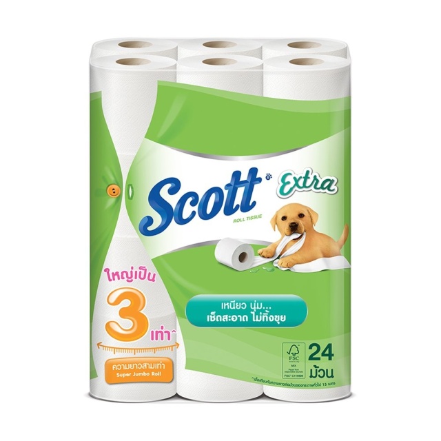 โปรโมชั่น Scott Extra กระดาษทิชชู่สก๊อตต์ เอ็กซ์ตร้า ความยาวสามเท่า 24 ...