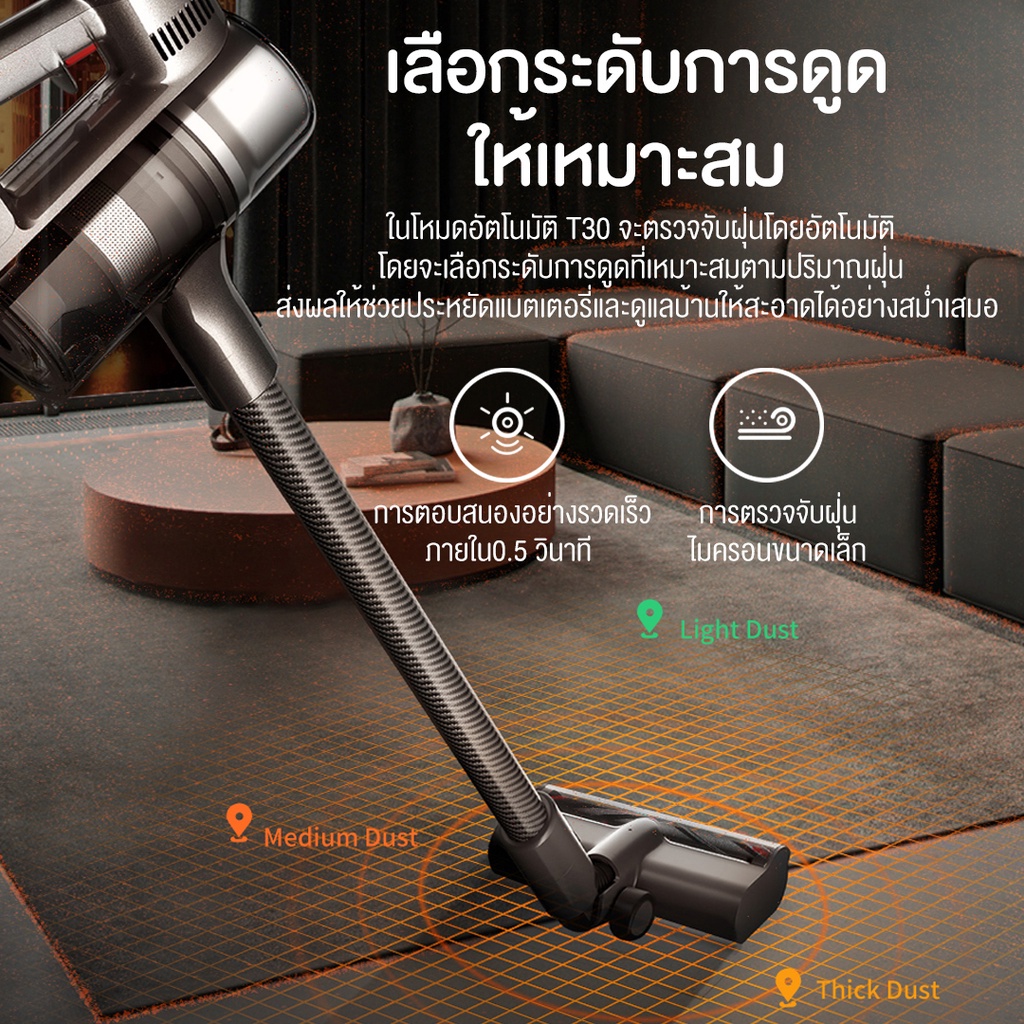เครื่องดูดฝุ่นอัติโนมัติ เครื่องดูดฝุ่นไร้สาย พร้อมส่ง Dreame T30 ...