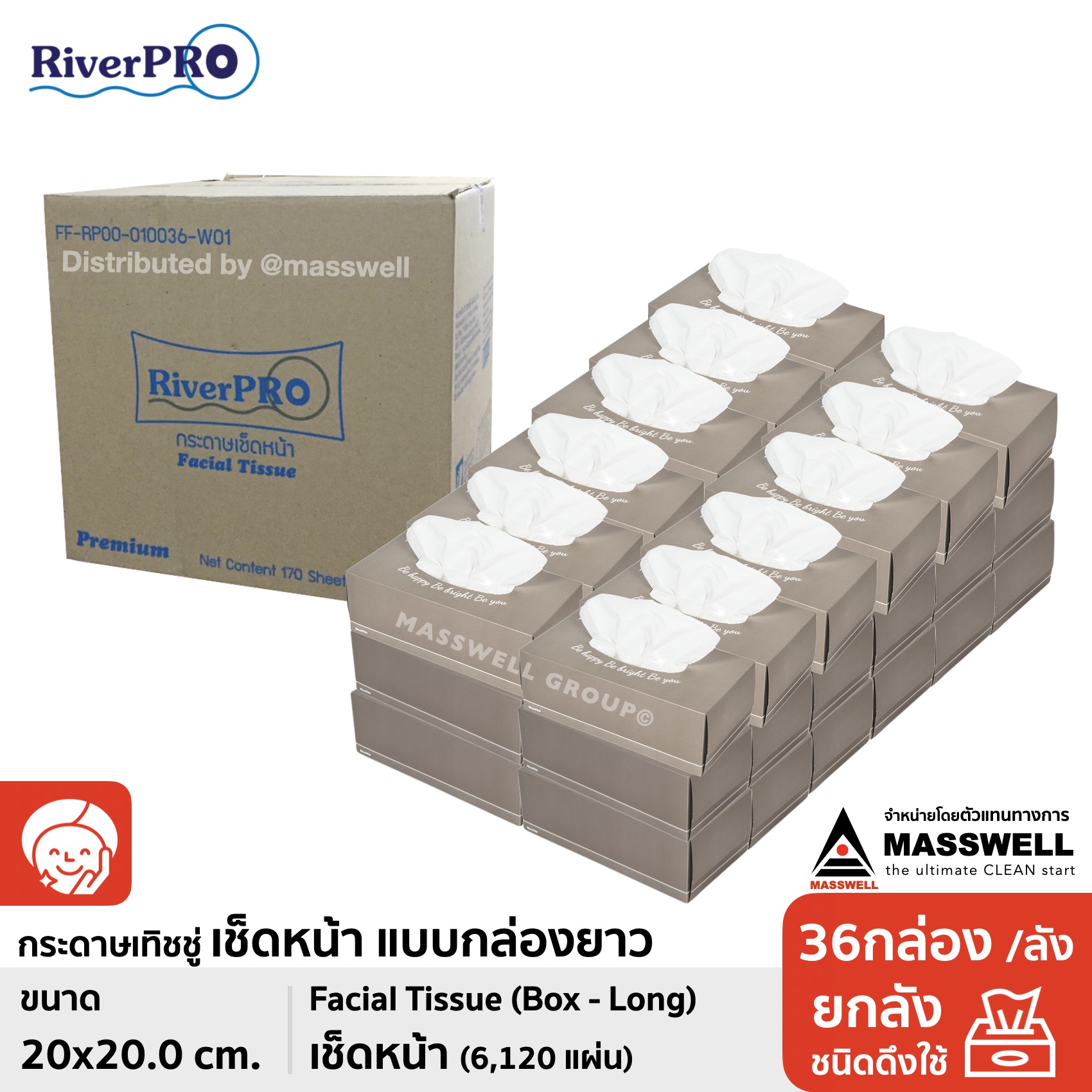 RiverPro กระดาษเช็ดปาก POP-UP รุ่น Economy 200 แผ่น (120ห่อ) ยกลัง ...