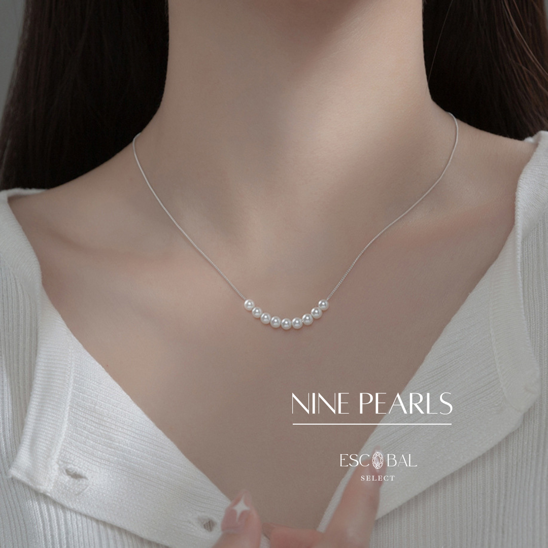 ESCOBAL สร้อยมุกคู่เพชร Nine Pearls จี้มุกธรรมชาติแท้100% เรียกทรัพย์ ...
