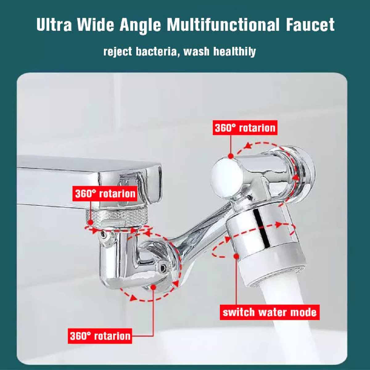 กันน้ำกระเซ็น2ระดับ KAIFEE 1080การหมุนแขนหุ่นยนต์ 3D ไม่มีจุดตาย ก๊อก ...