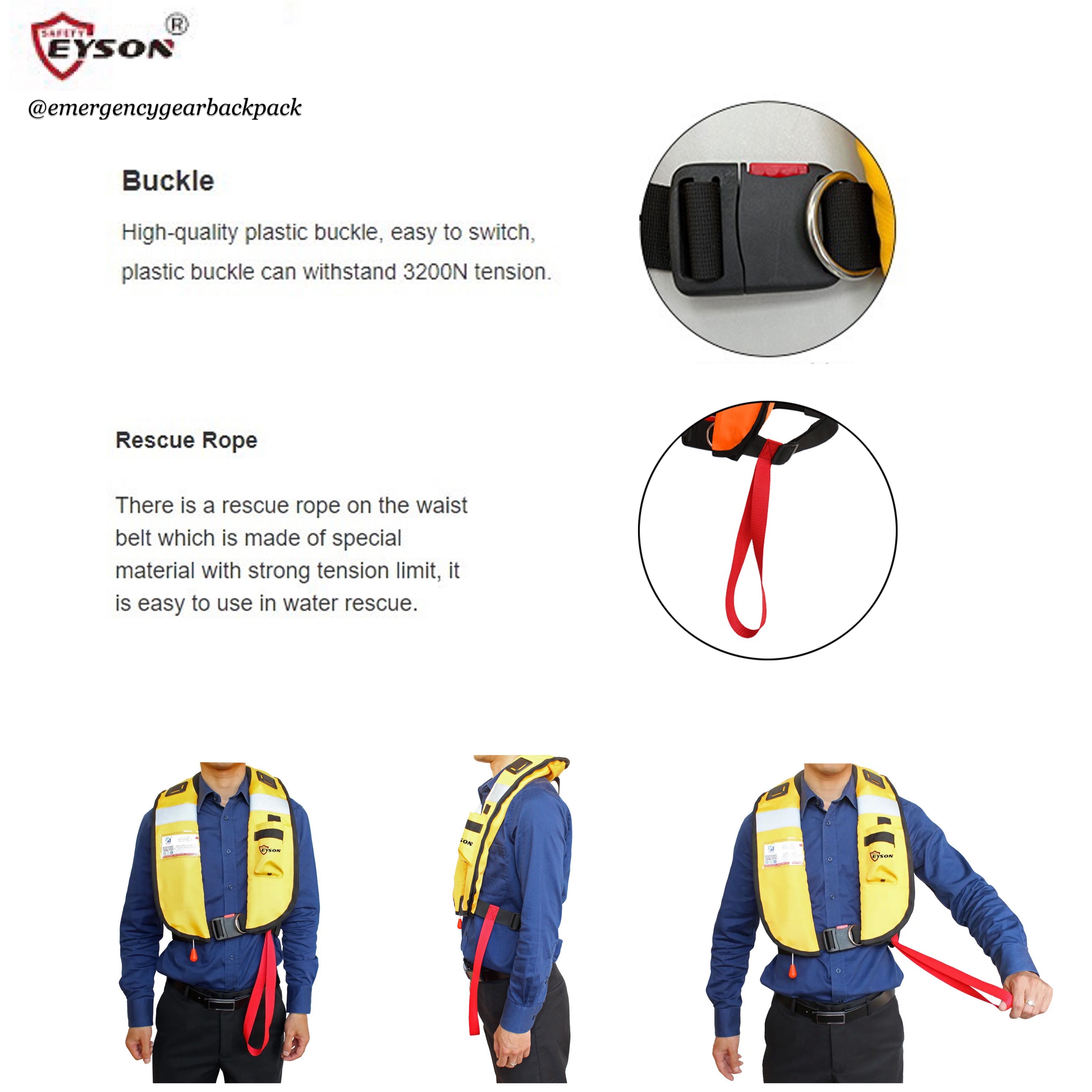 EYSON ES639720 Inflatable Life Jacket CE Certified ...