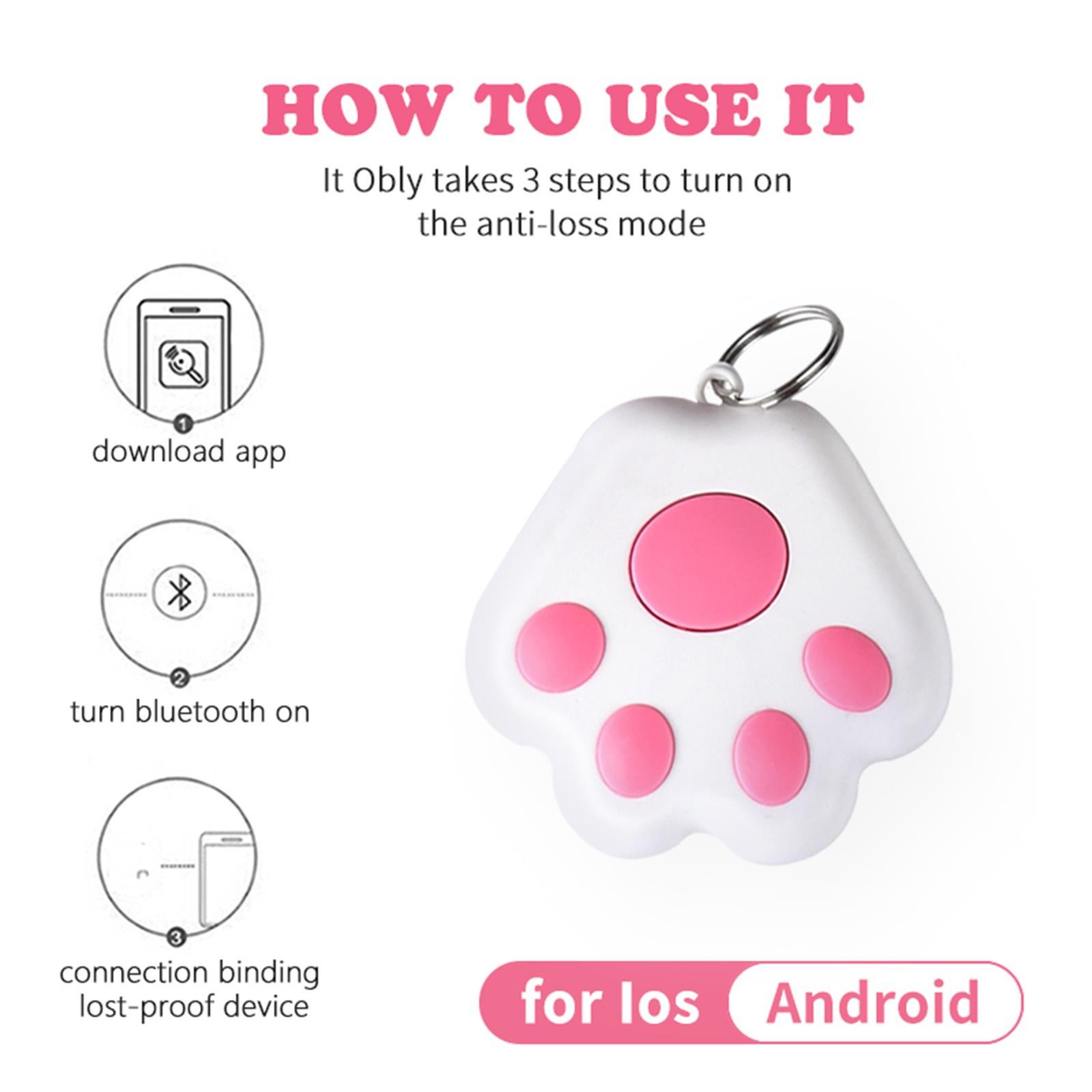 【Cw】Mini Cute Dog Paw GPS Tracker Bluetooth Anti-lost Alarm GPS Locator ...