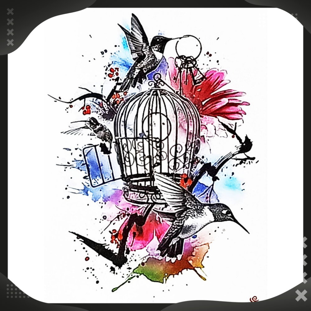 แฟชั่นใหม่ ถูกมาก!!!!!! Temporary tattoo sticker สติีกเกอร์แทททู กรงนก ...