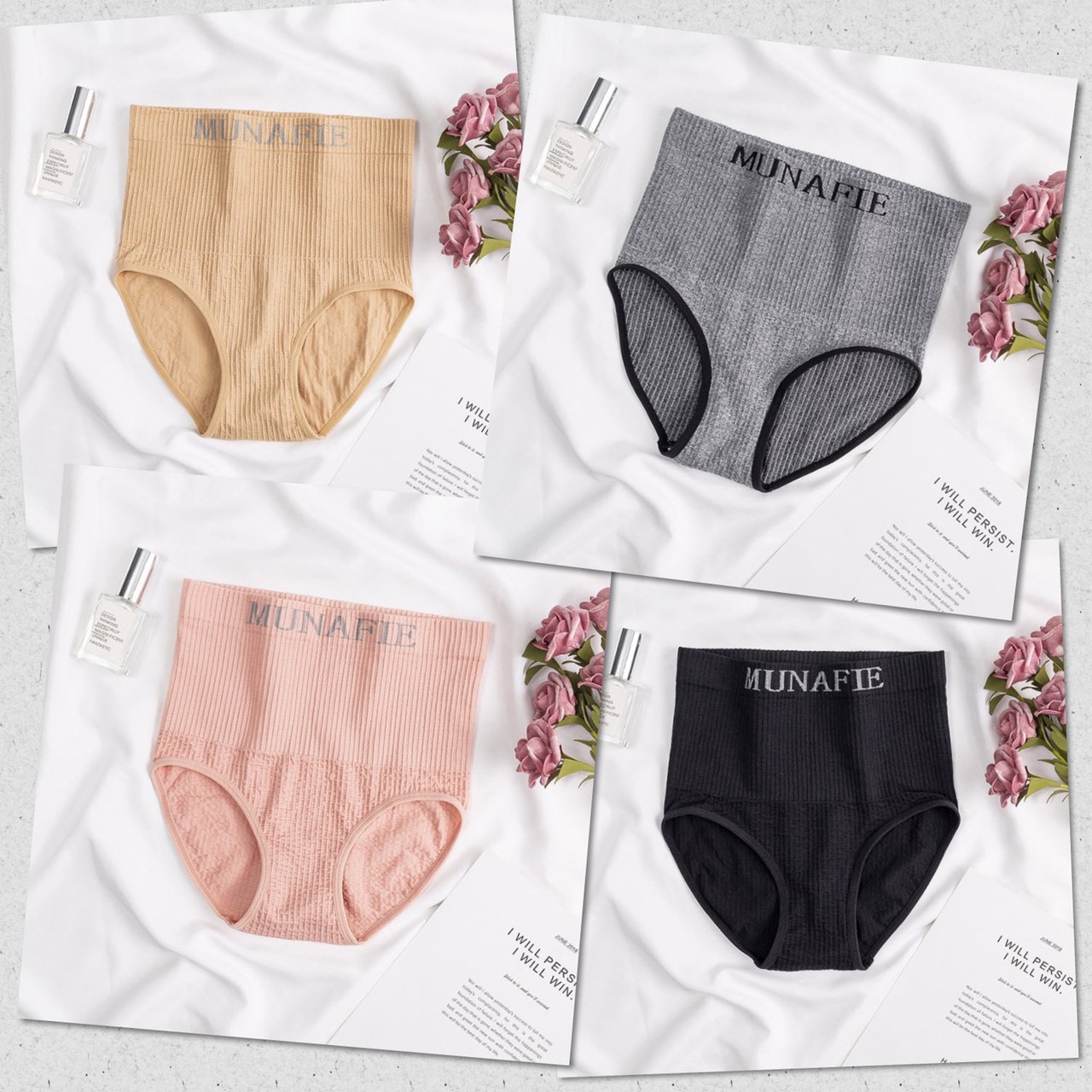 [แพคละ 4 ตัว] กางเกงในสตรี TopDry เอวสูง ทรงสปอร์ต รุ่นล่าสุด!! เก็บพุง Munafie (ของแท้) แบรนด์ ...