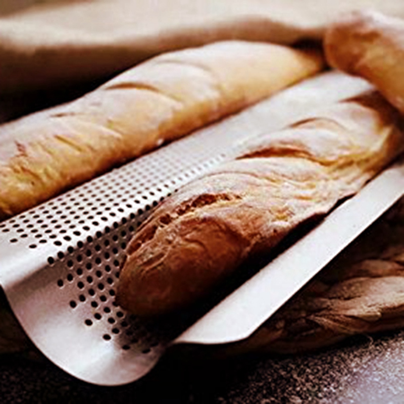 3-Slot Non-Stick Golden Baguette Baking Tray Loaf Mould French Bread ...