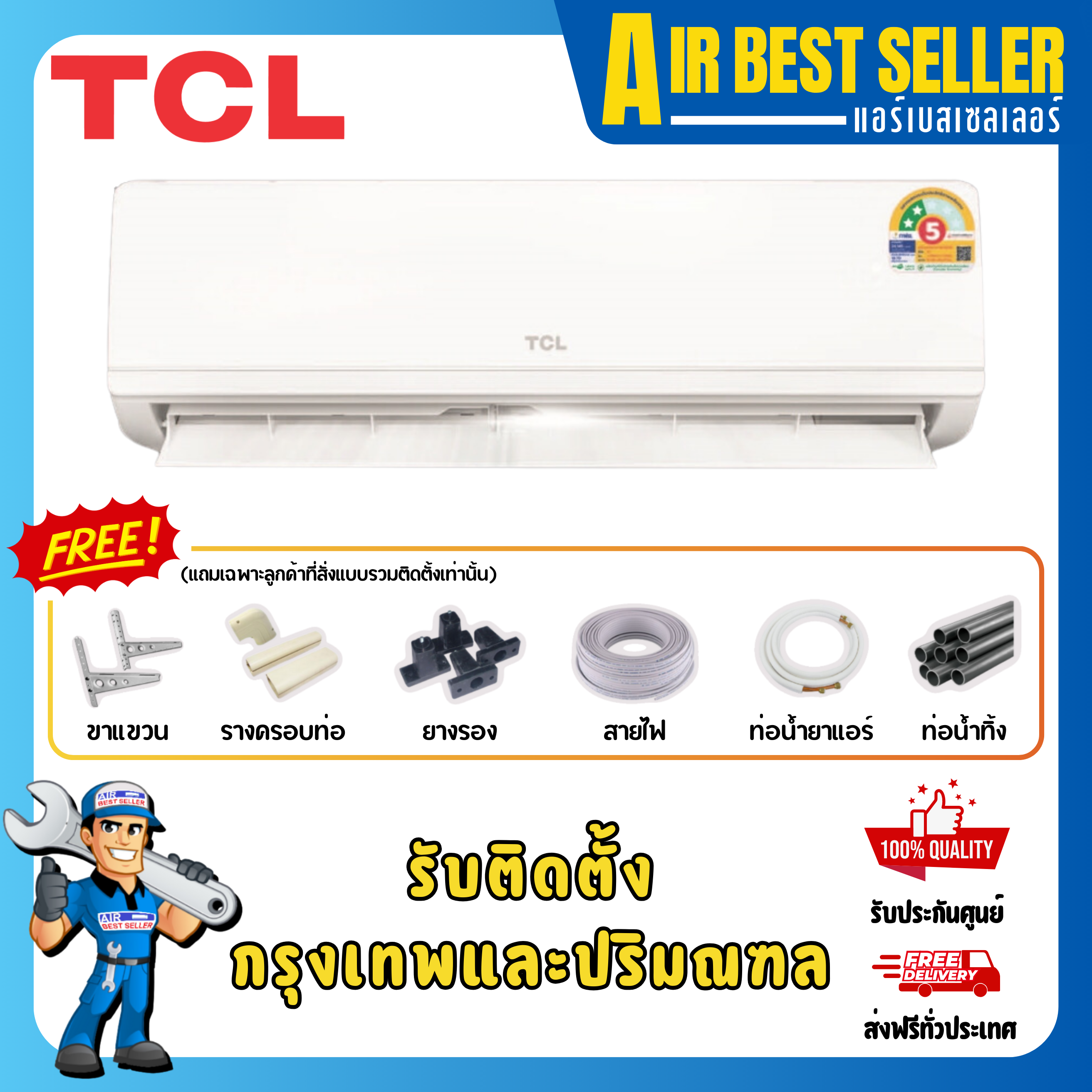 TCL ทีซีแอล แอร์ติดผนังขนาดใหญ่ รุ่น F1 Series T-F1R30 30926 บีทียู ...