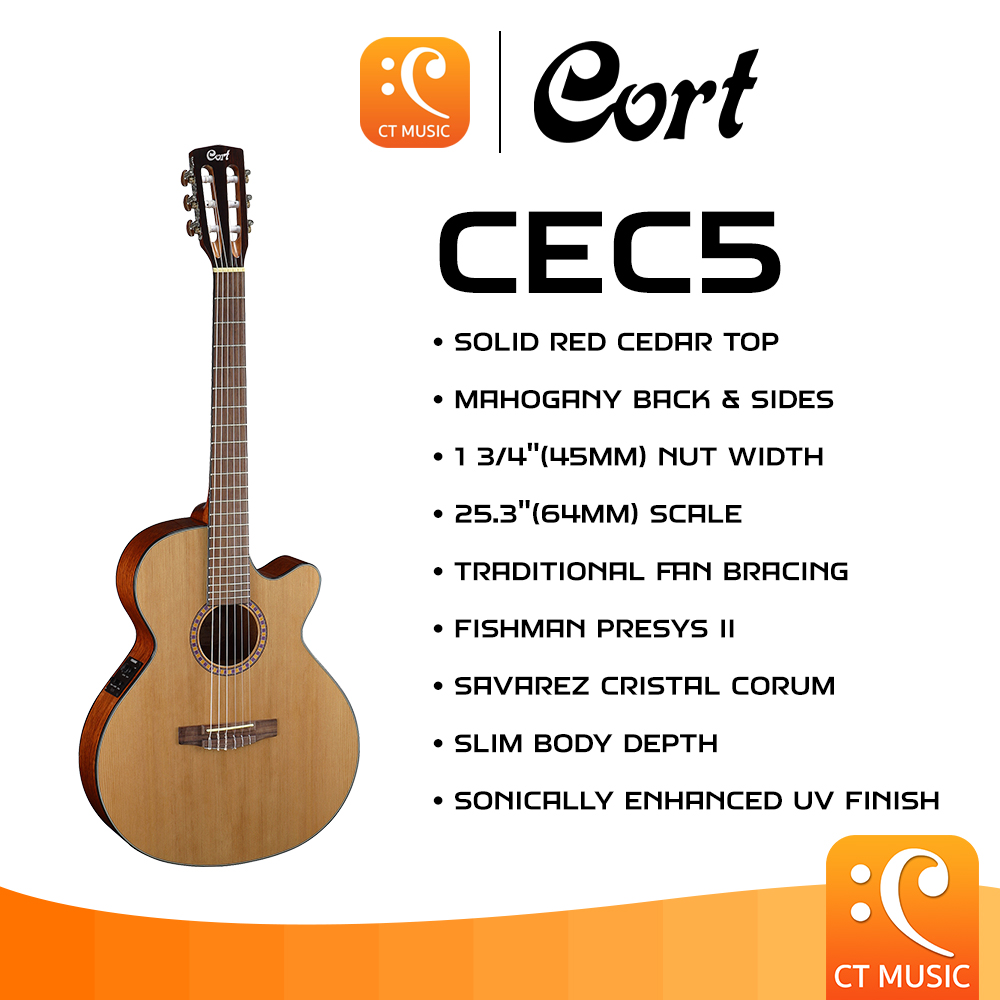 Cort CEC5 Acoustic Guitar กีตาร์คลาสสิกไฟฟ้า กีตาร์คลาสสิก กีตาร์ CEC-5 ...