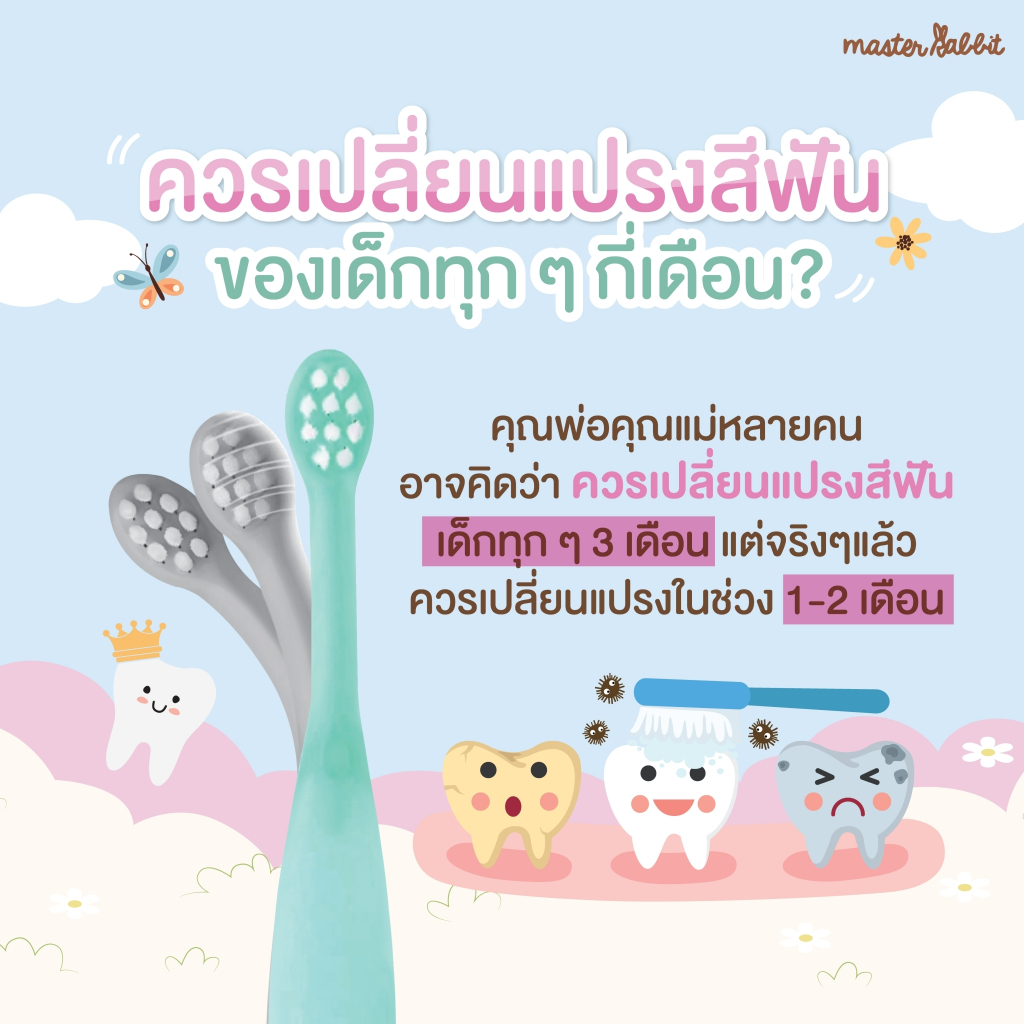 Master Rabbit Toothbrush แปรงสีฟันเด็ก งอได้ตามสรีระช่องปากเด็ก ขนแปรงนุ่ม สำหรับเด็กตั้งแต่ 0-3 ...
