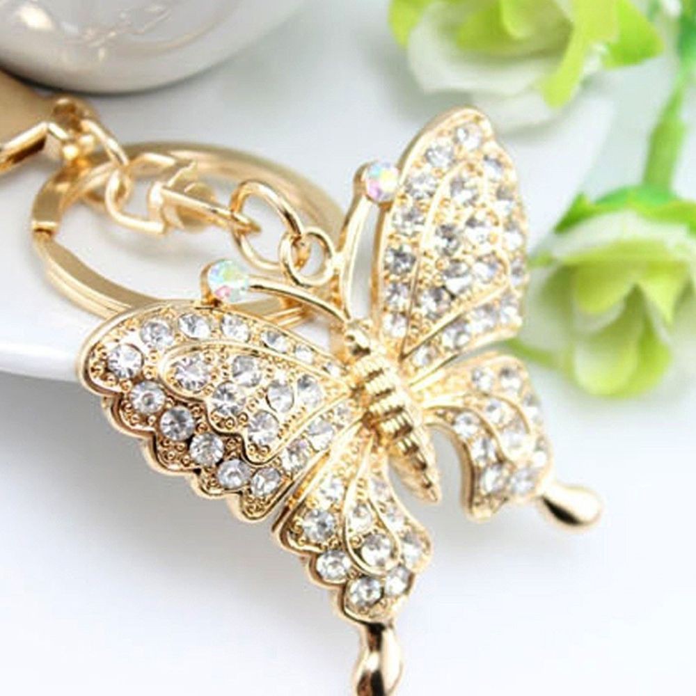 AHOUR Quality Butterfly Key Chain Gift Key Chains Rhinestone Key Ring ...