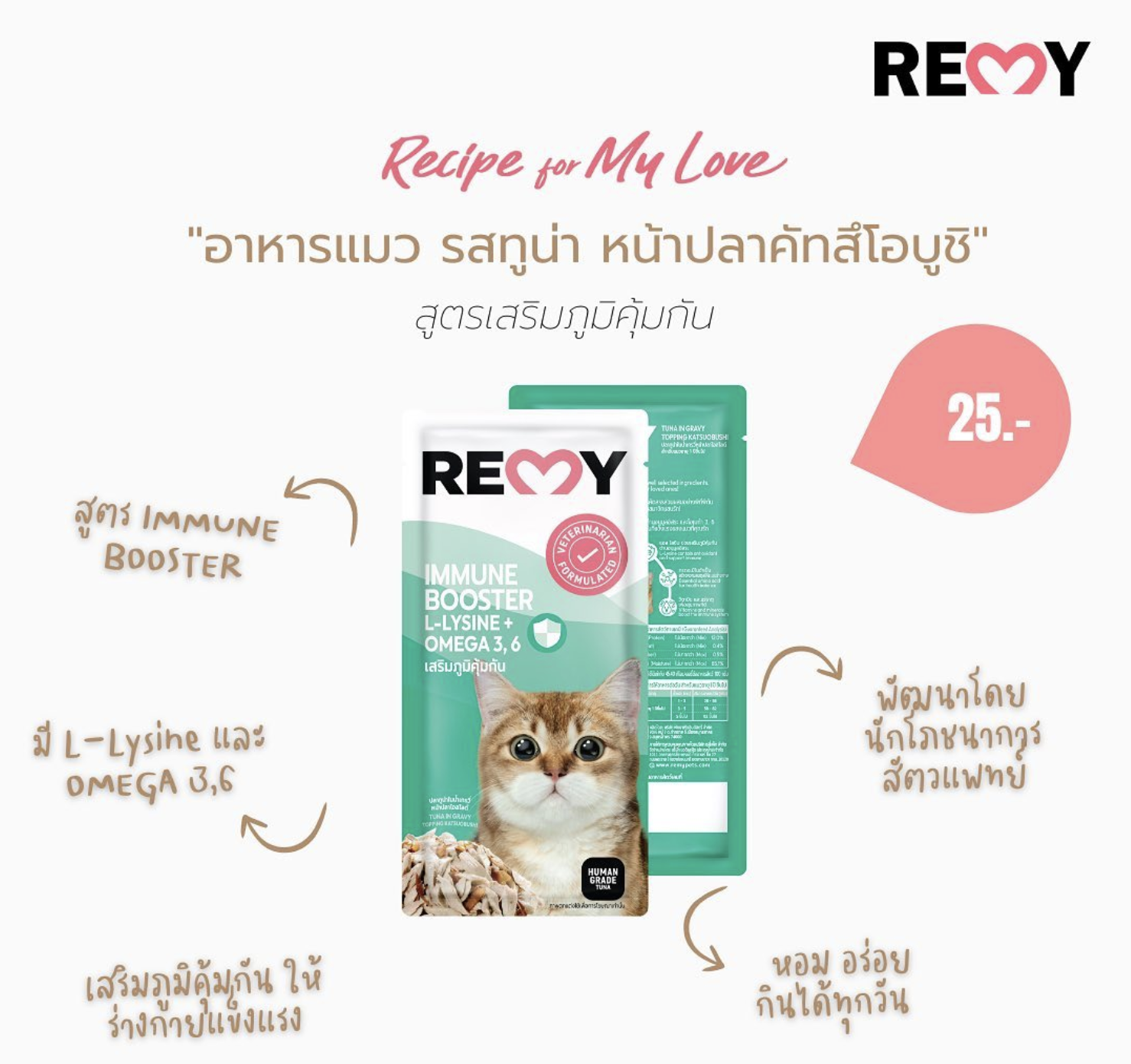 REMY Cat Food Vet-Formulated - เรมี่ อาหารแมวเปียก แบบซอง (70g ...
