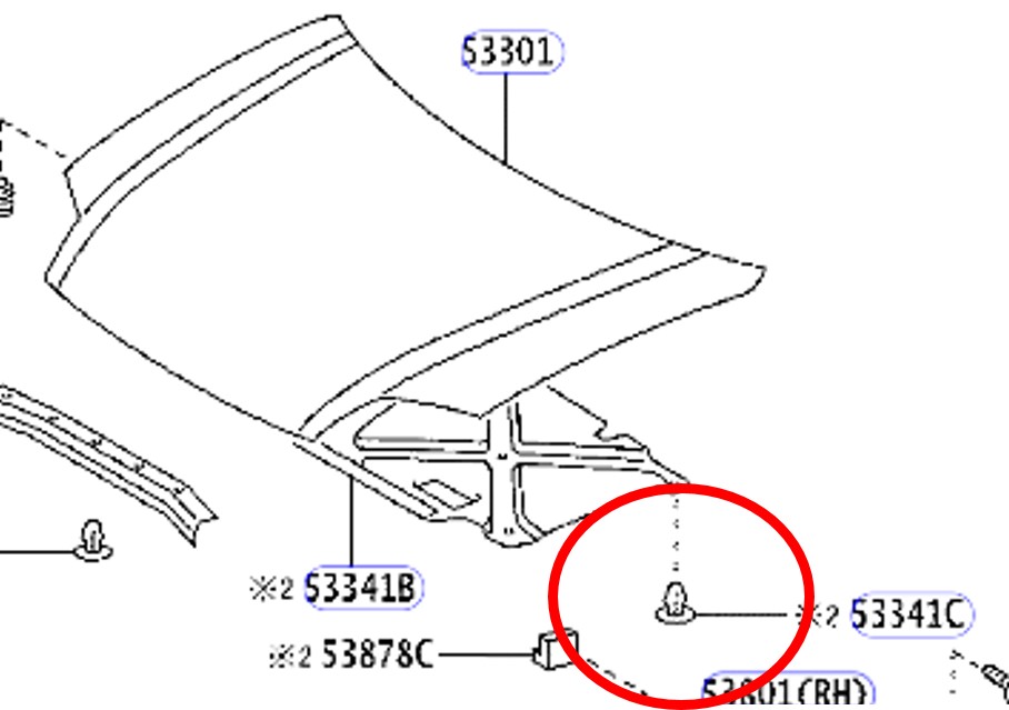 SKU-A471 (ชุด 8 ตัว) คลิปยึดฉนวนกันความร้อนใต้ฝากระโปรง TOYOTA ALTIS ...