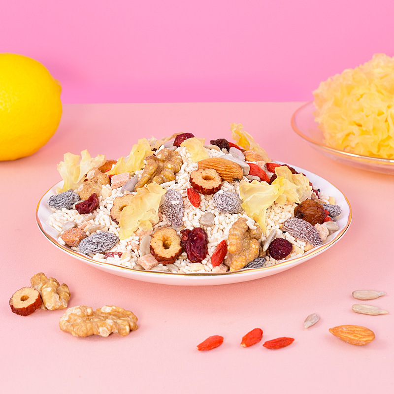 Fasimiyu 500g/กระป๋อง Lycium barbarum อินทผลัมแดง ผงรากบัว Tremella อาหารเช้าแบบเบา ๆ ทดแทนซุป ...