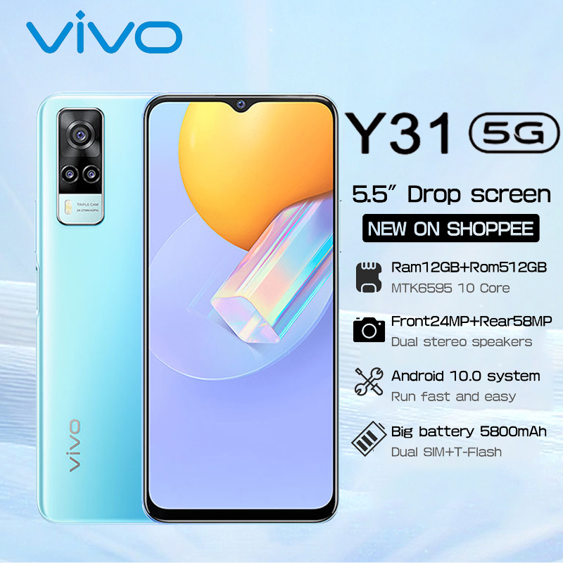 โทรศัพท์มือถือ VIVO Y31 5G ของแท้ Smartphone รองรับ2ซิม โทรศัพท์ ของแท้ ...