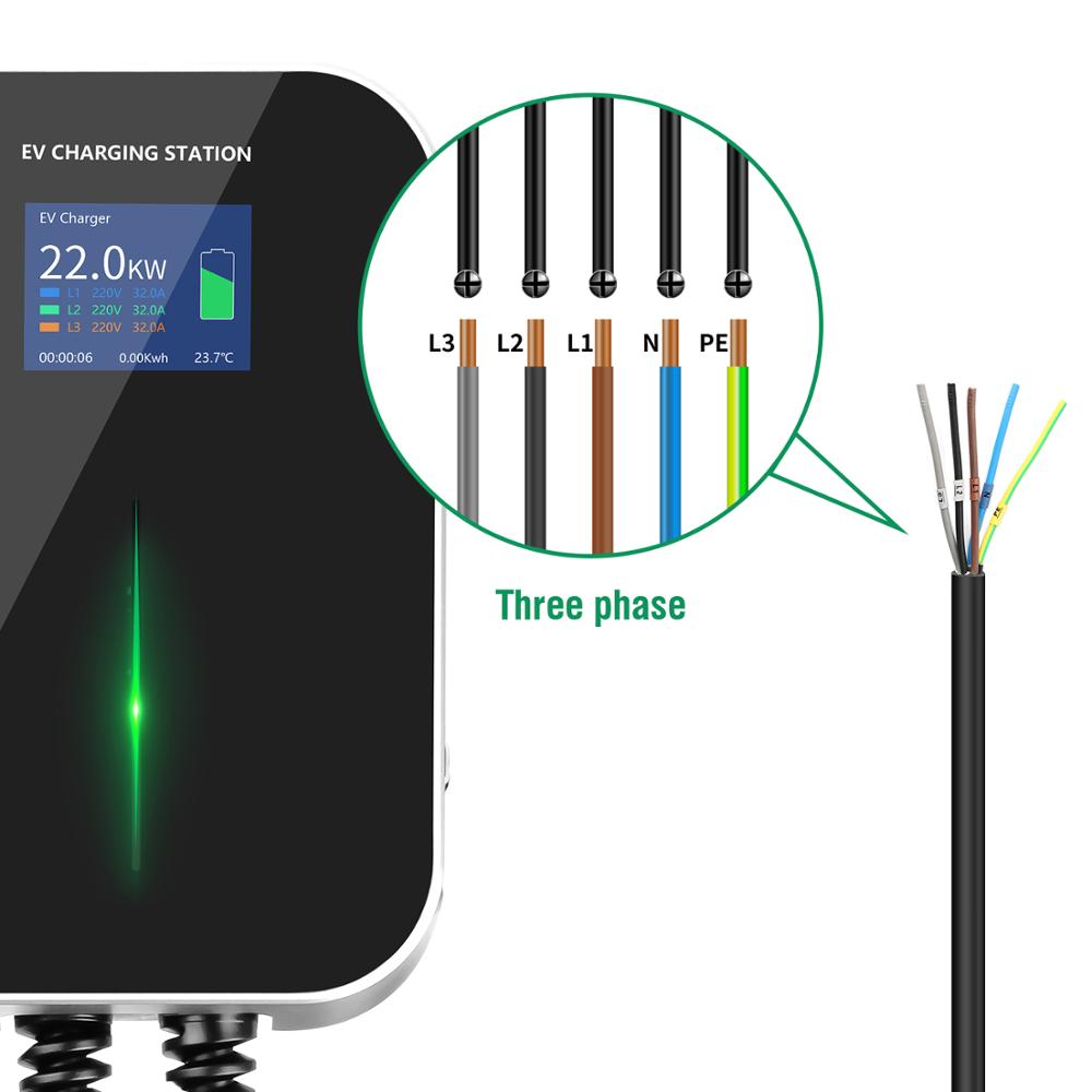 EV Charger 32A 3 Phase EVSE Wallbox EV Charging Station with Type 2 ...