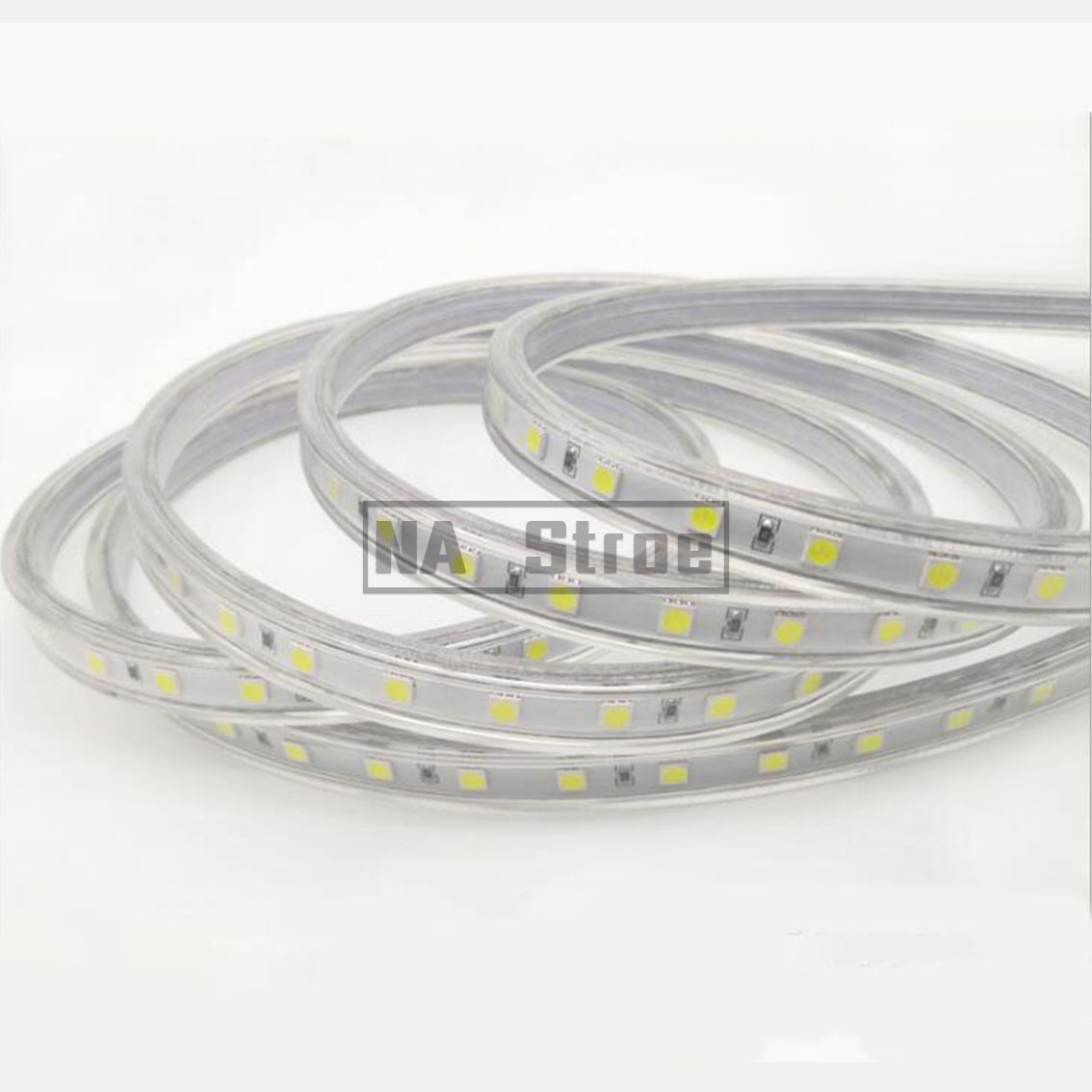 ไฟเส้น220V LED5050 ไฟริบบิ้นยางราคาไม่รวมปลั๊กเสียบ)ไฟตกแต่ง ไฟLED 5050 60led Lighting สีขาว สีว ...