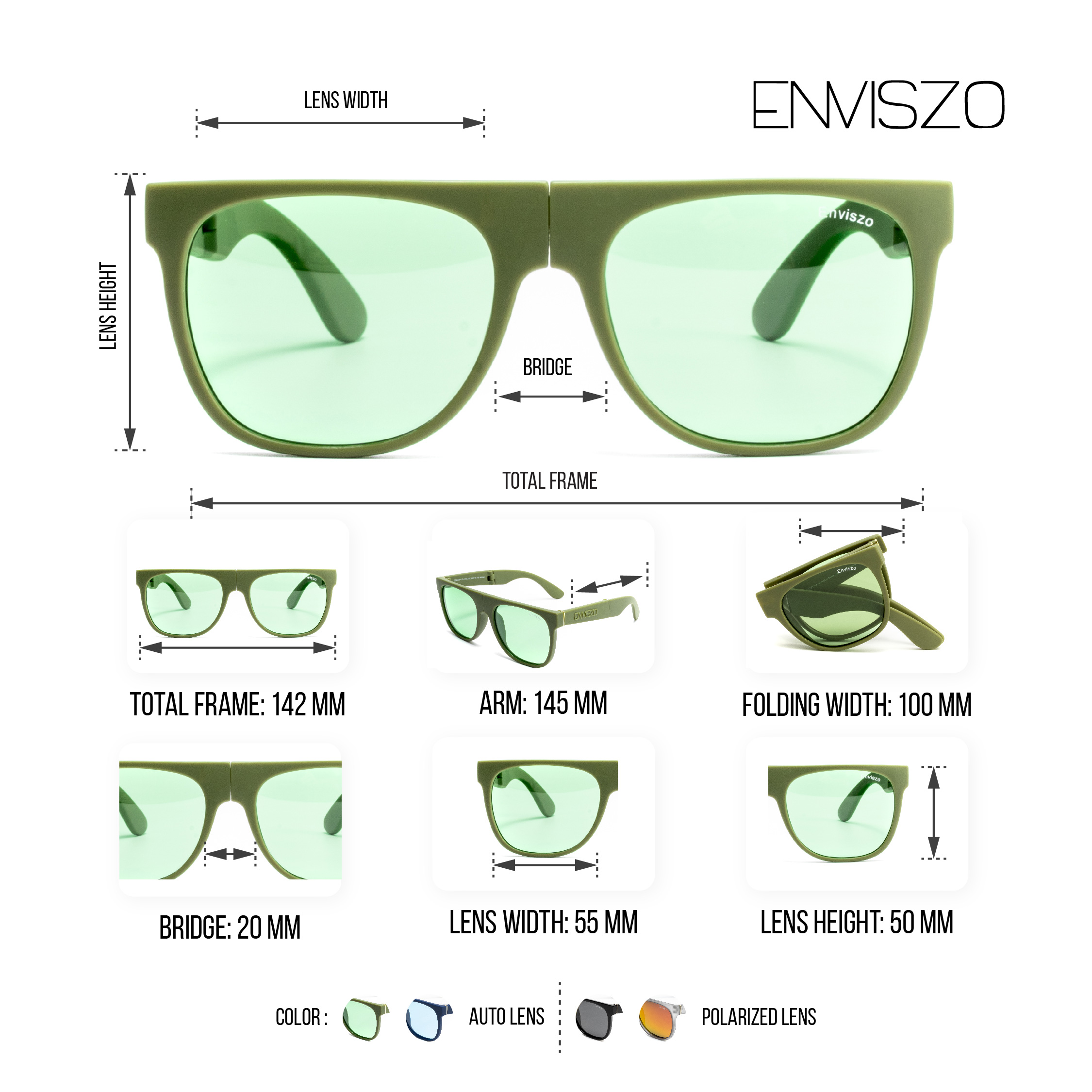 แว่นกันแดด ENVISZO Transformation Series TR09 Flatslate ES6004F รุ่นพับ ...