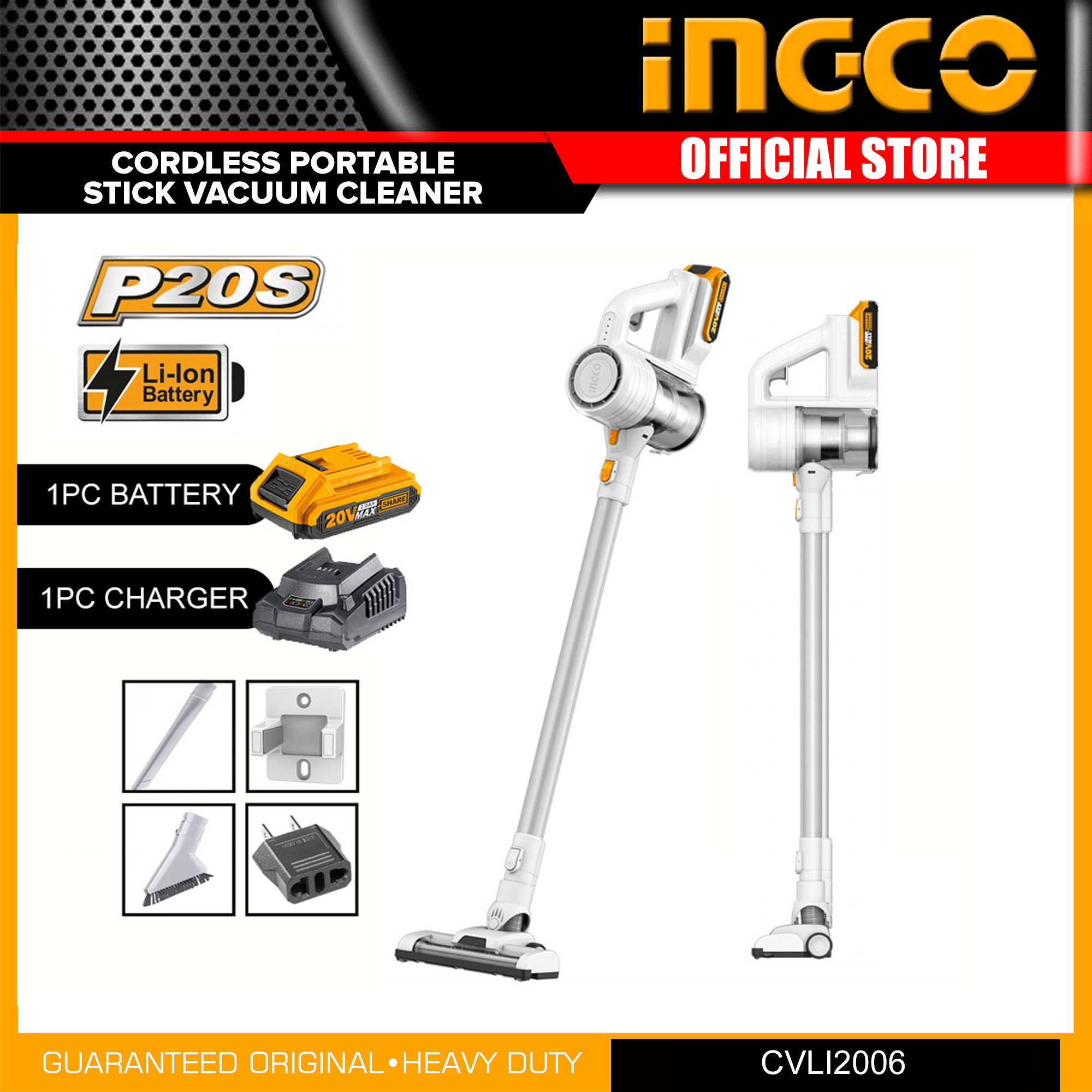 Ingco เครื่องดูดฝุ่นไร้สาย 20 โวลล์ เฉพาะตัวเครื่องไม่รวมแบตเตอร์รี่และ ...