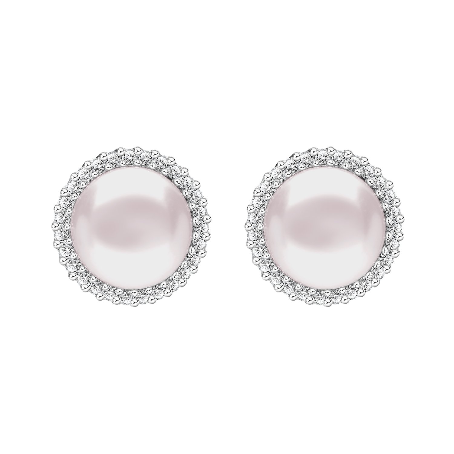 Merii ต่างหูเงินแท้ 925 ชุบโรเดียม ประดับเพชร CZ ขนาด 3.75 mm ฝัง4 ...