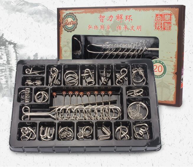 2021Set of 20PCS Metal Wire Puzzle Magic Mind Brain Teaser Puzzles Game ...
