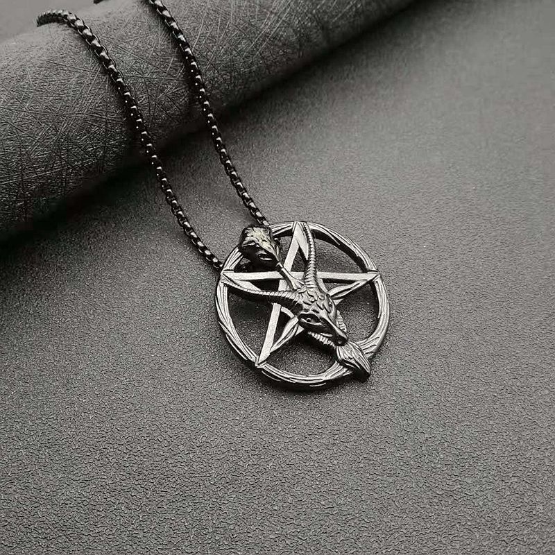 High quality Devil Pan God Round Stainless Steel Pendant Retro Punk ...