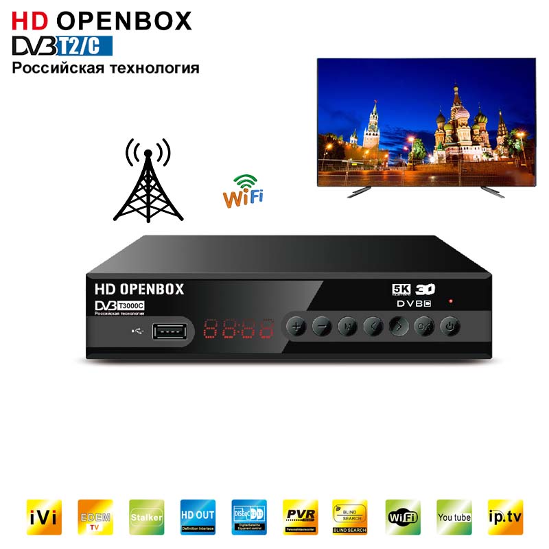 HDOPENBOX DVB-T2C ทีวีรับสัญญาณจูนเนอร์ DVB T2กล่องรับสัญญาณคู่ USB ซ็ ...