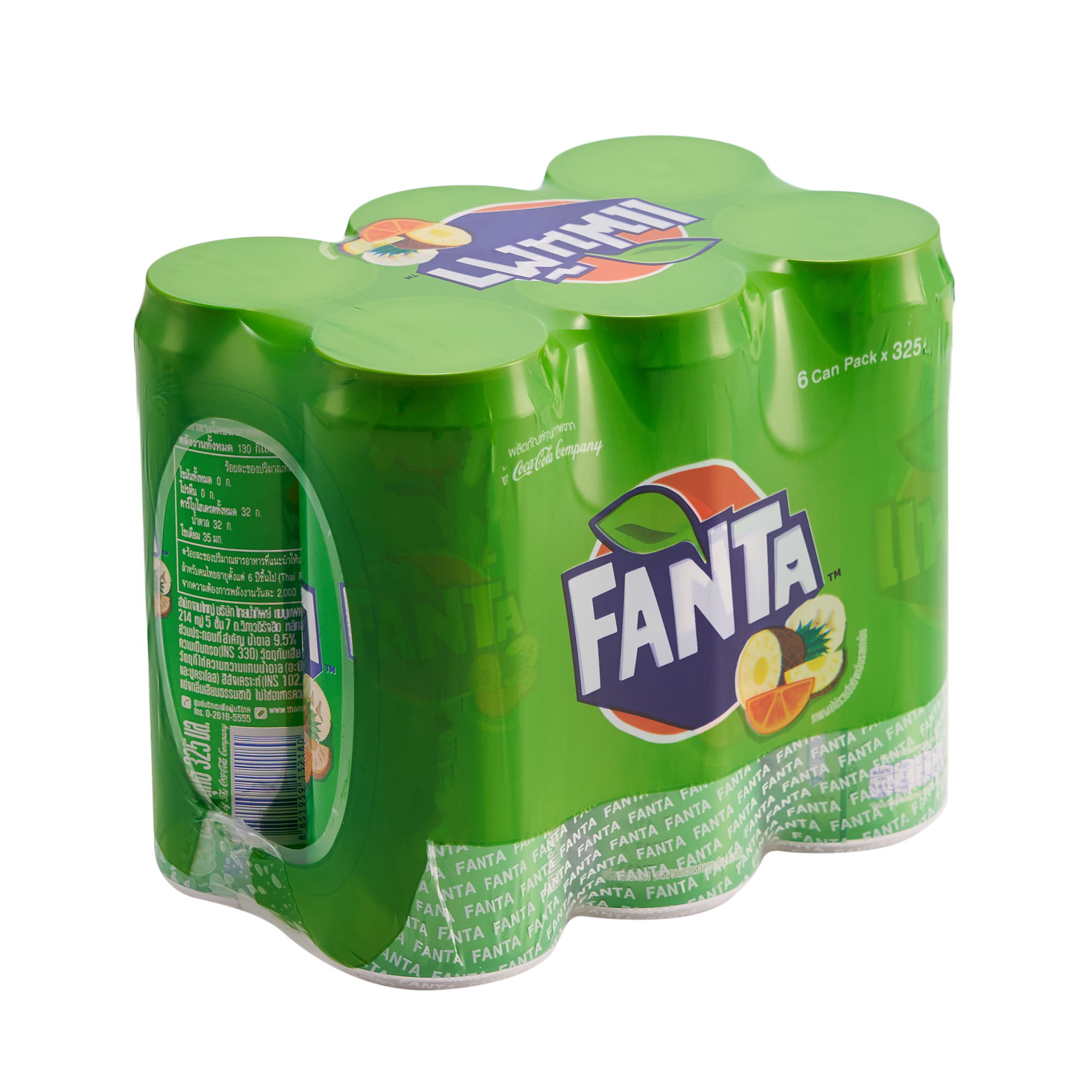 แฟนต้า น้ำอัดลม น้ำเขียว 325 มล. 6 กระป๋อง Fanta Soft Drink Fruit Punch ...