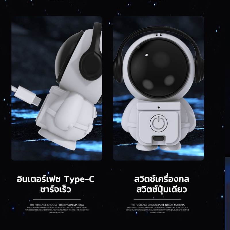 KAISER นักบินอวกาศ USB พัดลมพกพา ชาร์จใหม่ได้ 360 หมุน พร้อมเชือกคล้องคอ ปิดเสียง สามารถทำงานได้ ...