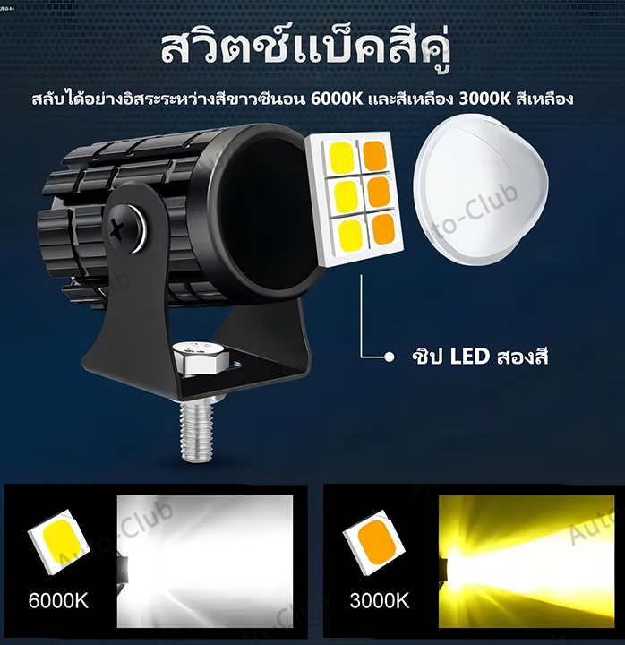 Motorcycle-Mini-Driving-Light-Headlight-Universal-Dual-Color-ATV ...