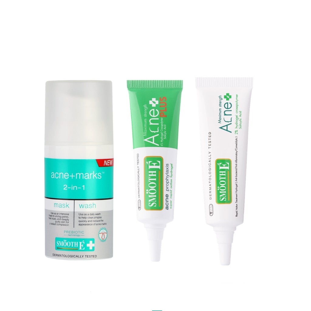 Smooth E Acne Medication Set เซ็ทพิเศษ ดูแลผิวหน้า รักษาสิว 3 Step ล้าง ...