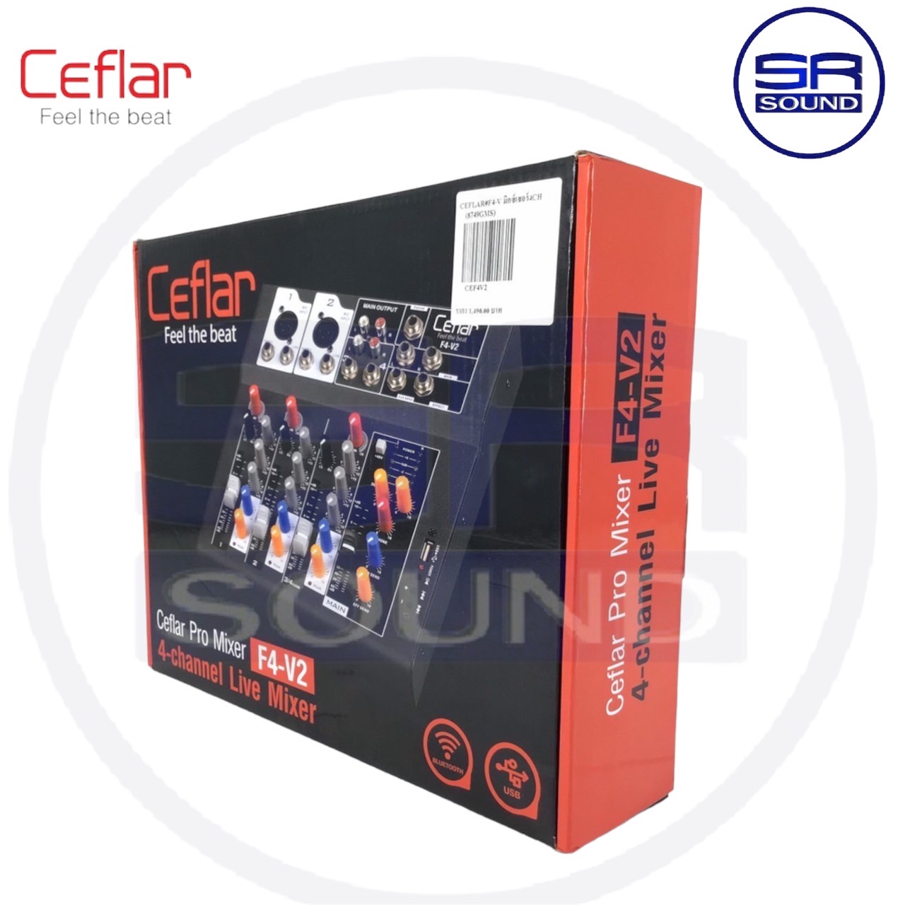 CEFLAR F4-V2 มิกซ์เซอร์ 4CH 2 XLR Bat MicLine 1 Stereo (สินค้าใหม่แกะกล่อง ออกใบกำกับภาษีได้) มี ...
