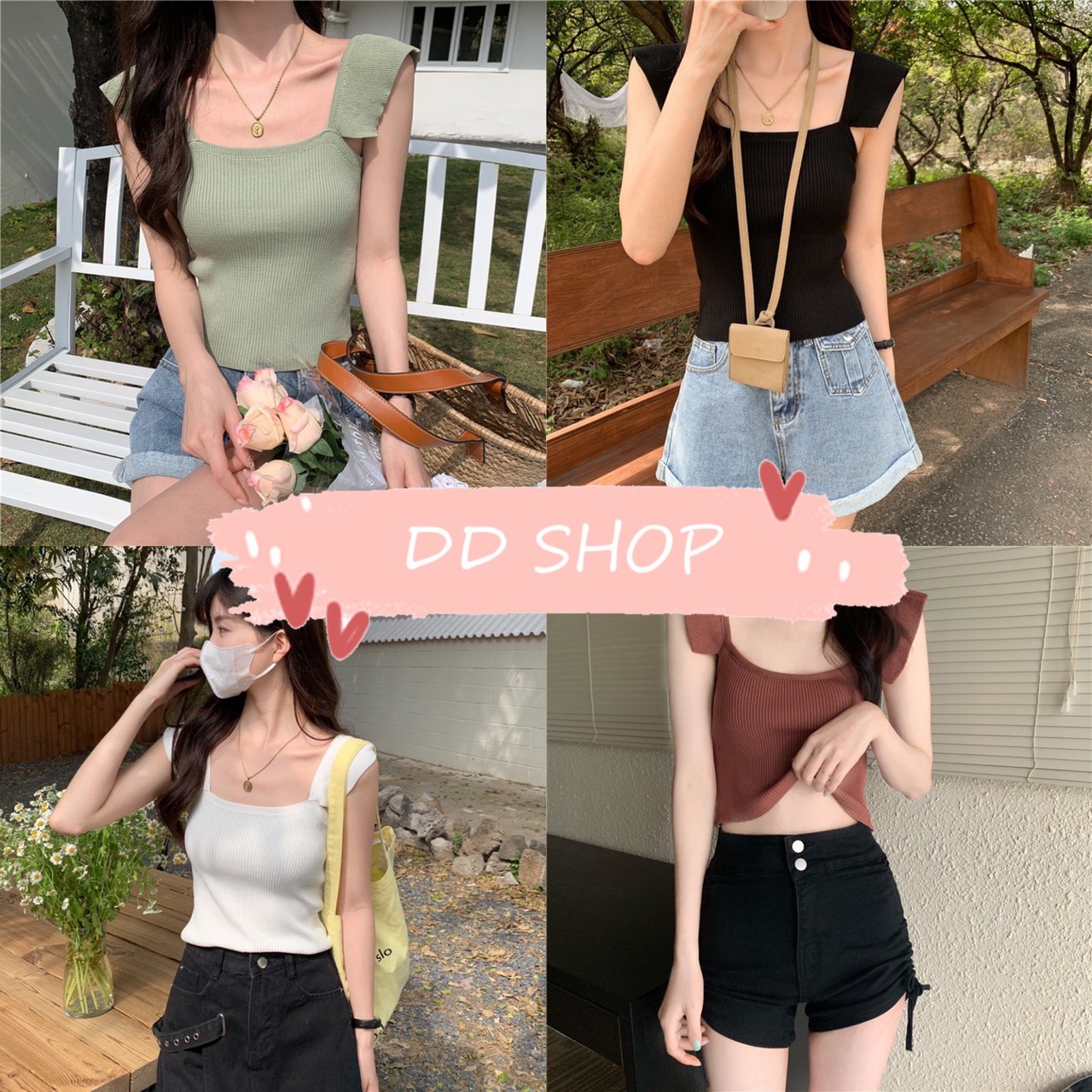 DD SHOP'พร้อมส่ง' 85072 เสื้อกล้ามไหมพรม ดีเทลสายปล่อยสบายๆน่ารักคิ้วๆ ...