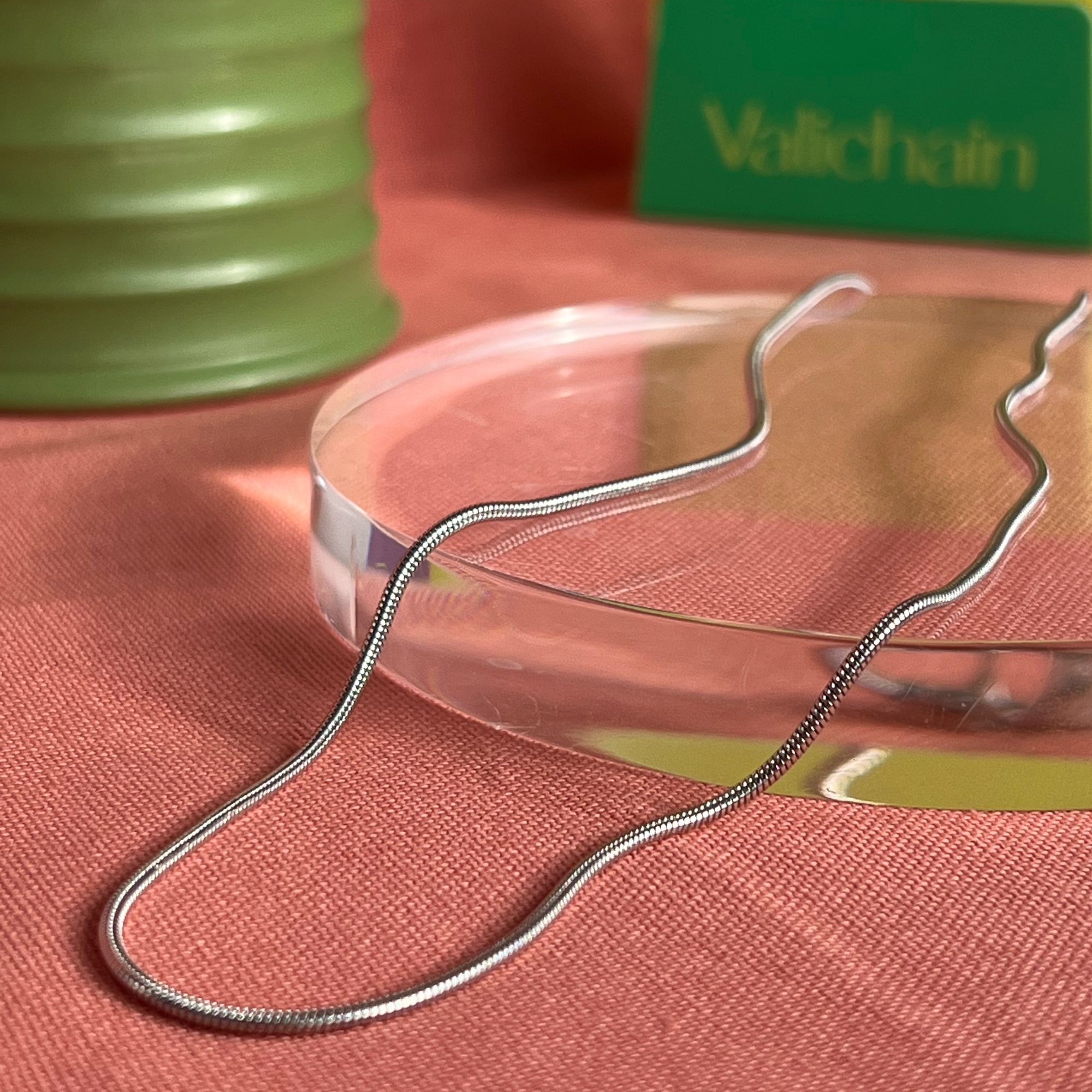 Valichain - Voncile Round Snake Necklace 1.5 mm (White Gold ...