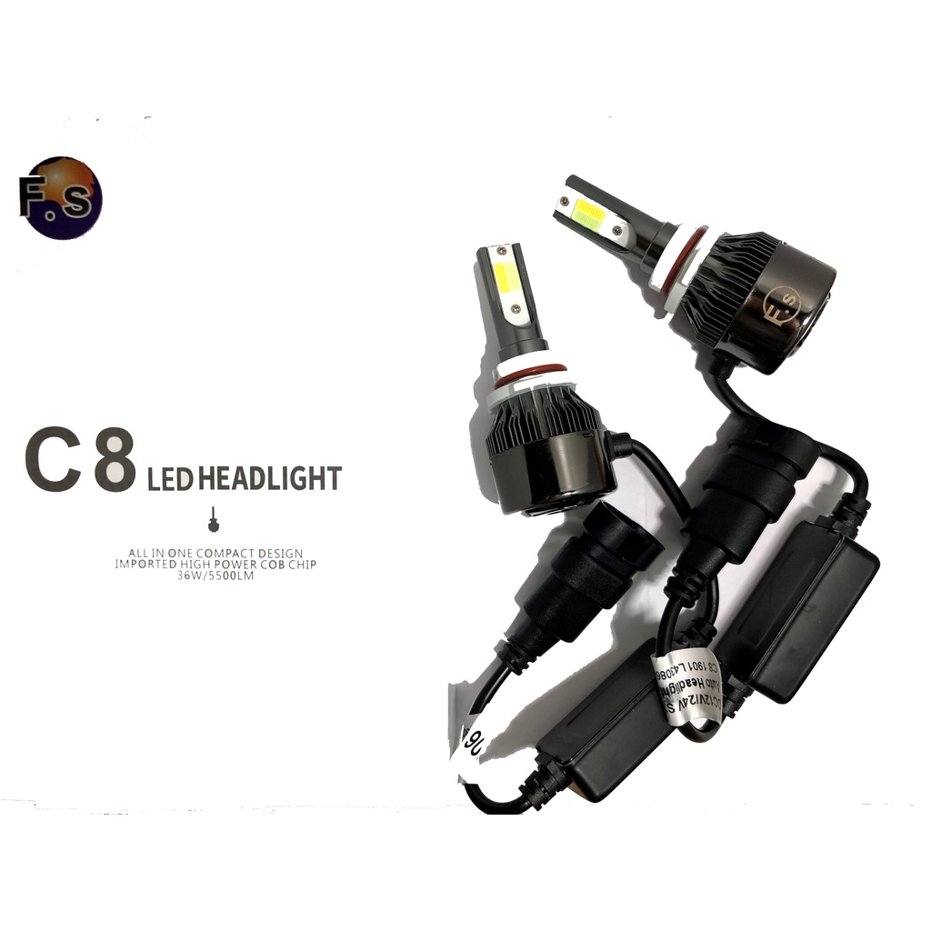 ไฟหน้า 3สี รุ่น C8 ขั้ว H1 H4 H7 H8H9H11 9005HB3 9006HB4 12V-24V กันน้ำ 100 - FS LED - ThaiPick