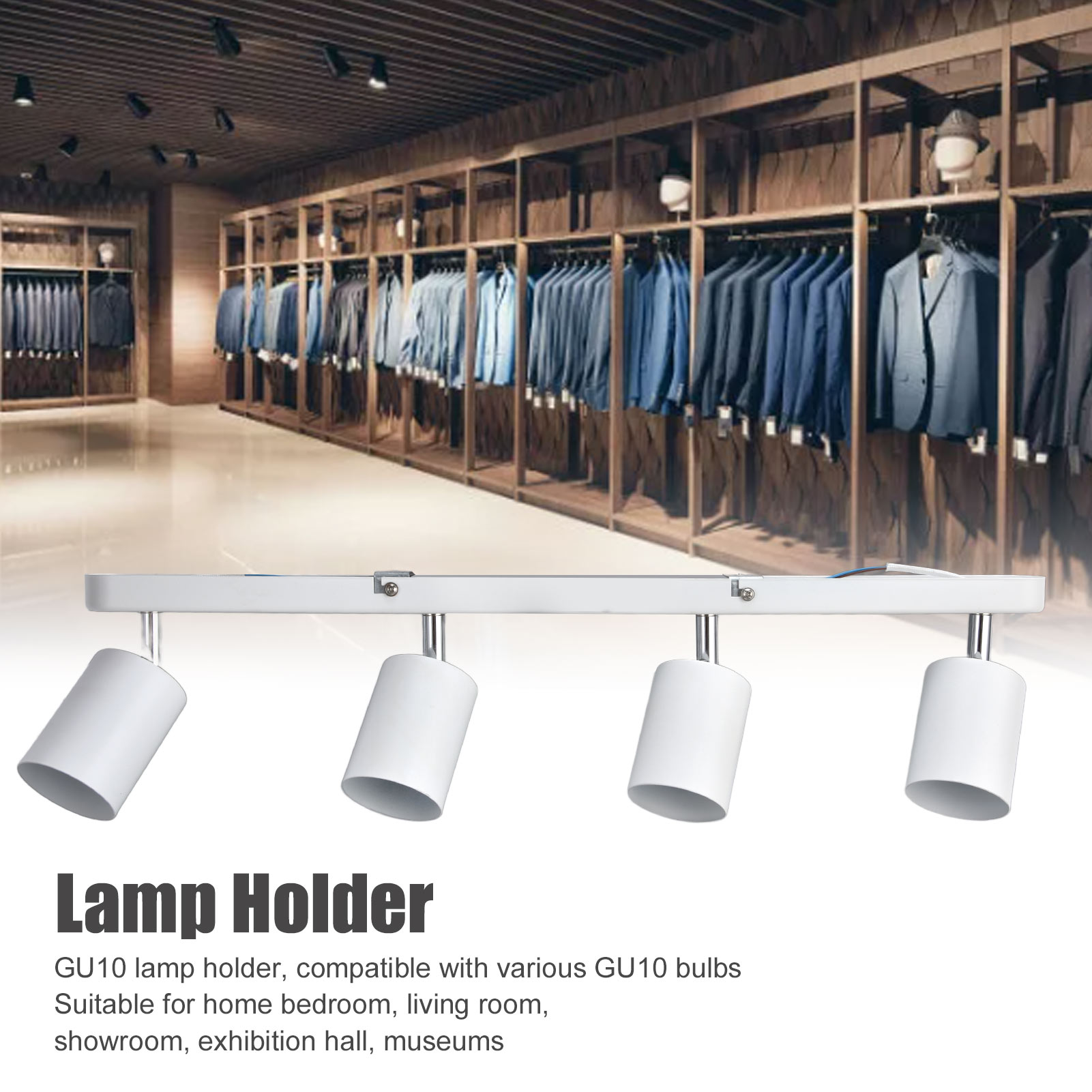 GU10 Lamp Holder 4 Head Rotating Ceiling Mounted Spotlight Base for ...