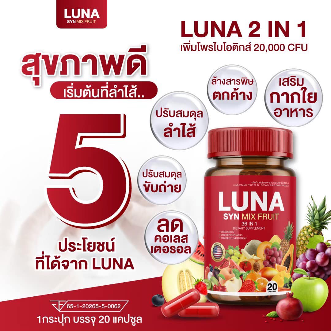 1แถม1 LUNA SYN MIX FRUIT วิตามินผลไม้ ลูน่าวิตามินดีท็อกซ์ ลูน่า ตัว ...