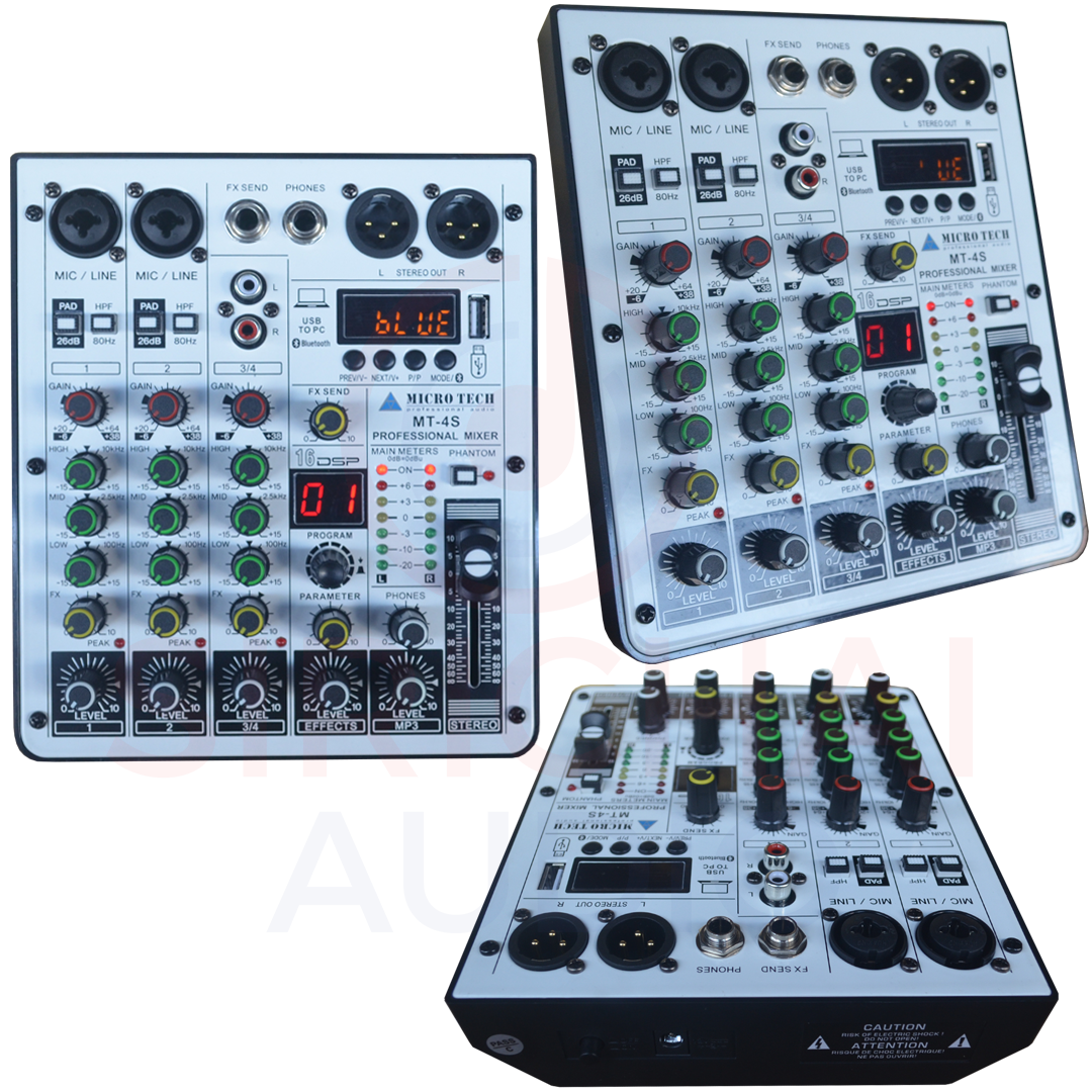 มิกเซอร์ MICROTECH รุ่น MT4s มิกซ์4ช่อง interface บลูทูธ usb เอฟเฟคแท้ ...