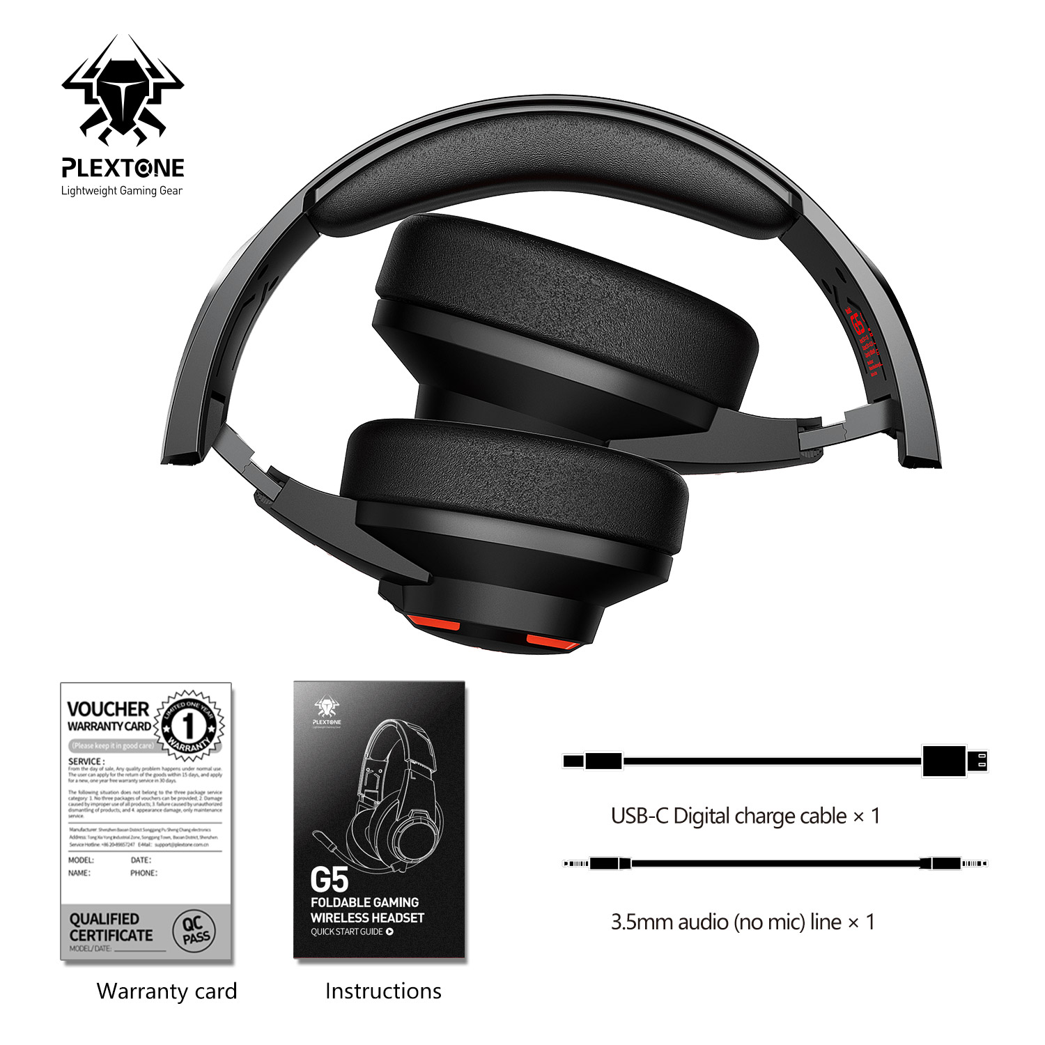 Plextone G5 หูฟัง หูฟังบูลทูธ หูฟังเล่นเกม ไม่ดีเลย์ 45ms แบบพับได้พร้อมไมโครโฟนตัดเสียงรบกวน หู ...