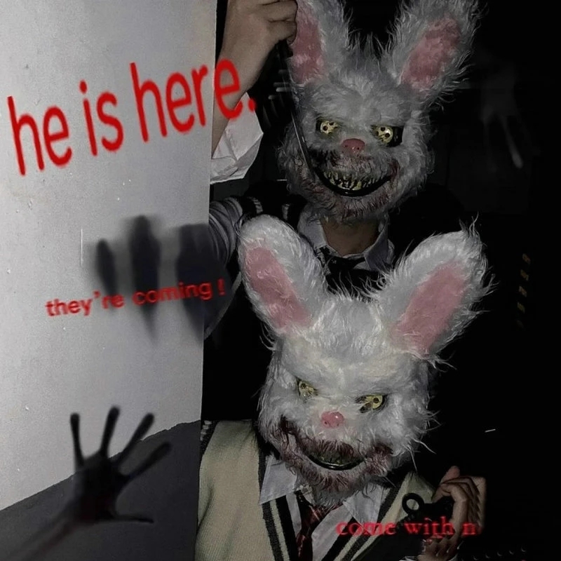 Bloody Bunny Mask Plush Party Photo Horror Cute Halloween Cosplay ...
