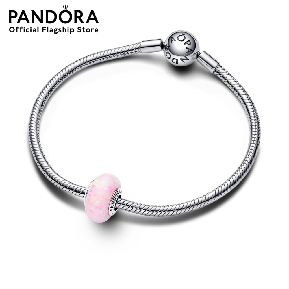 Pandora Sterling silver charm with pink lab-created opal - PANDORA ...