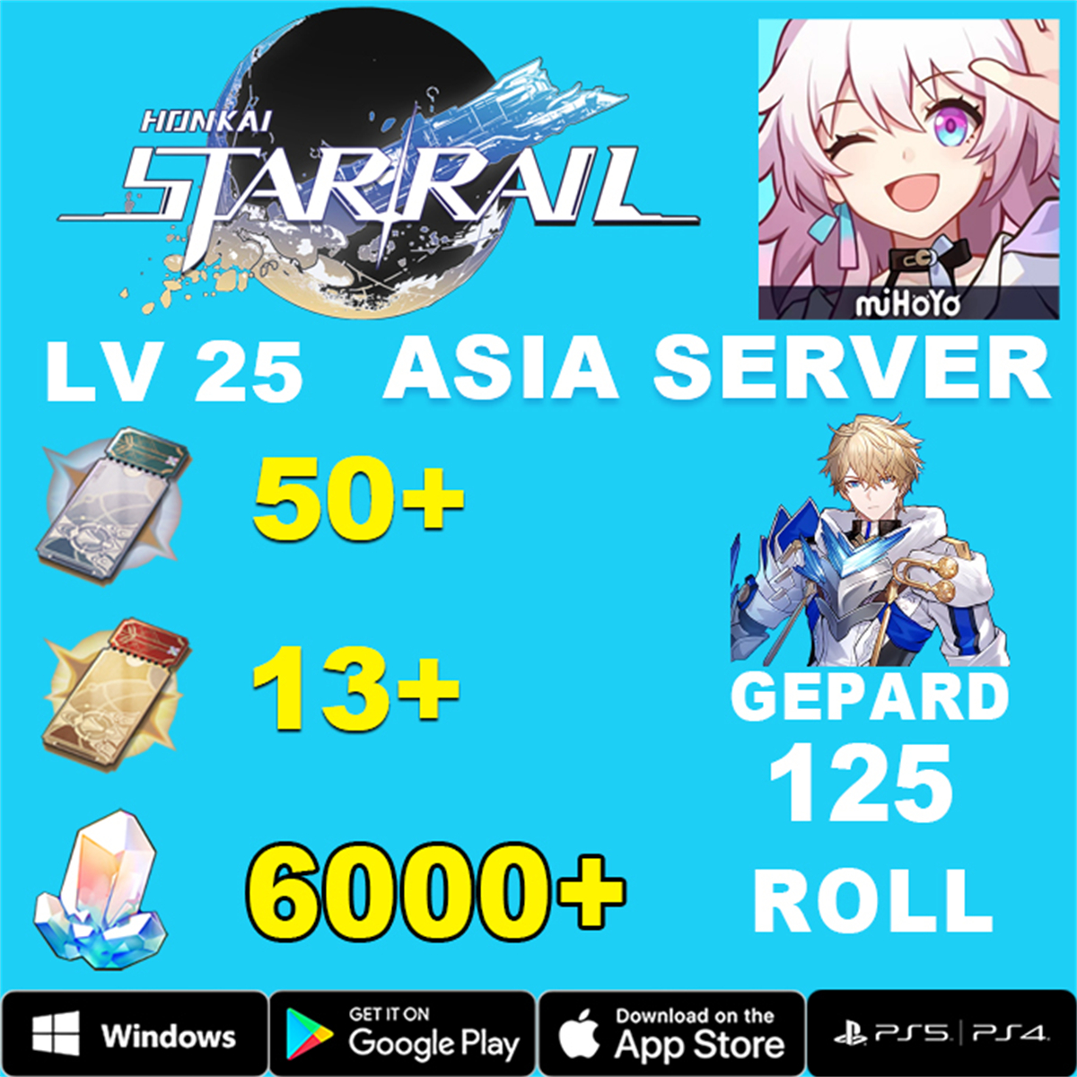 Honkai Star Rail ID Start 5 stars125ROLLScharacters seelee Jing Yuan Gepard Bronya Action Fgures ...