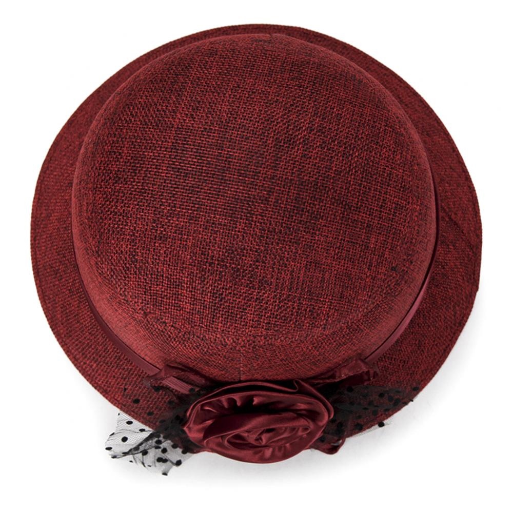 Women 39;s Hat Elegant Polka Dot Mesh Flower Bowler Bucket Hat Vintage ...