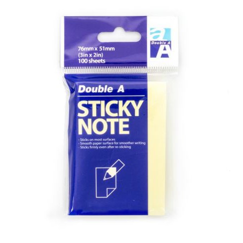 Double A กระดาษสติ๊กกี้ โน๊ต Sticky Note 3x2 in 100 แผ่น จำนวน 1 ห่อ/แพ ...