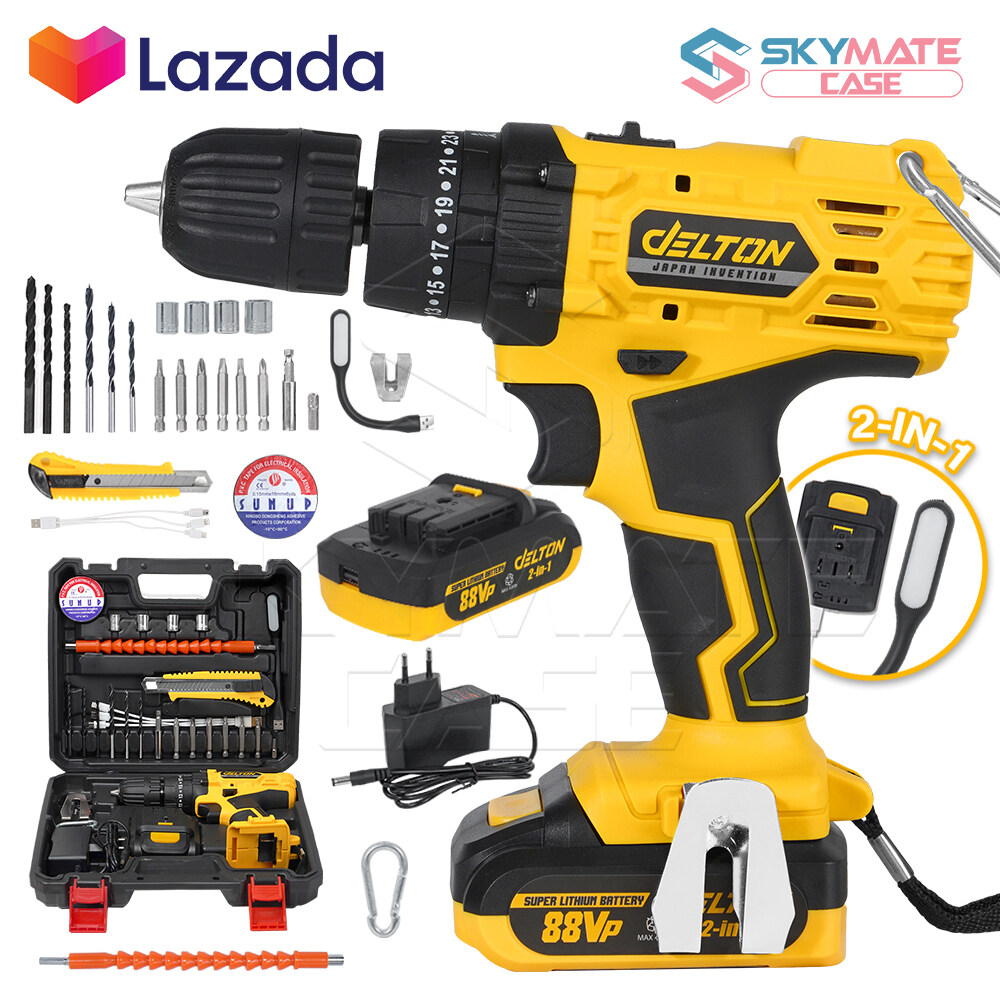 DELTON สว่านไร้สาย สว่านกระแทก สว่านแบต ไร้สาย 3 ระบบ 88V รุ่นใหม่ สว่าน 2 IN 1 พาวเวอร์แบงค์ ...