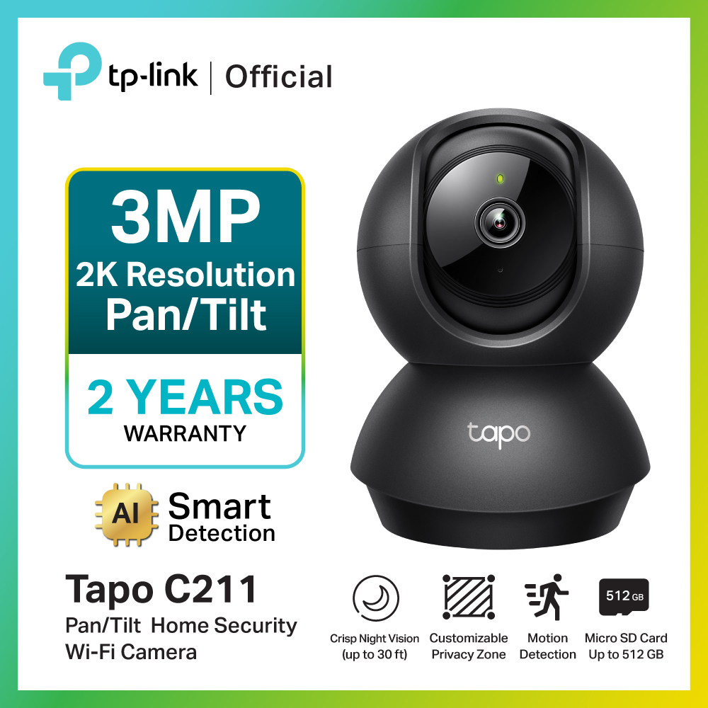 Tapo C211 กล้องวงจรปิดสีดำสุดคูล คมชัด 2K 3MP รับประกัน 2 ปี Pan/Tilt ...