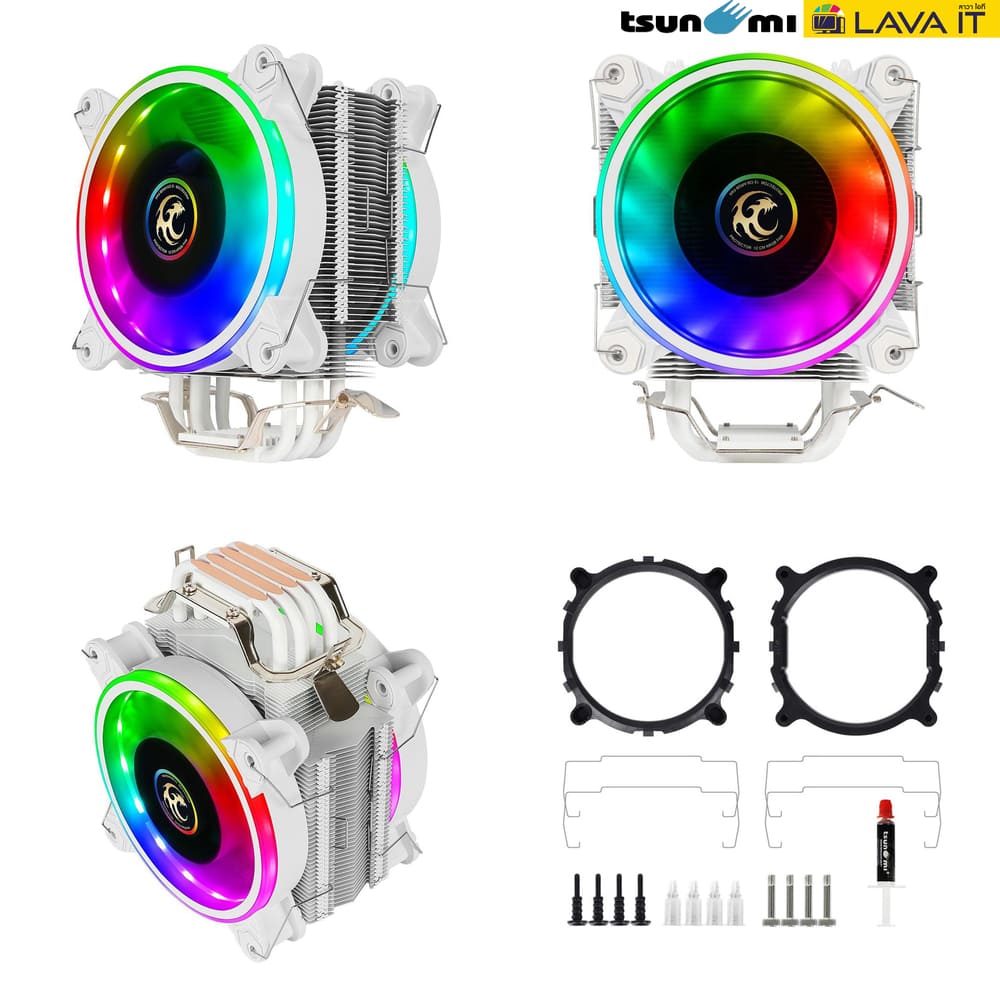 Tsunami 1262 150W พัดลมฮีทซิงค์ พัดลมระบายความร้อน CPU แบบคู่ ท่อระบาย ...
