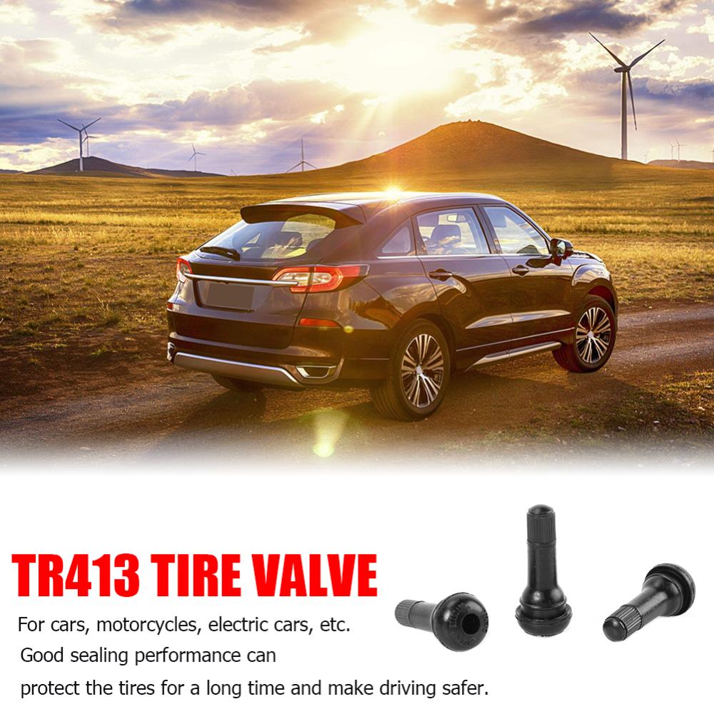 100pcs TR-413 Snap In Short Black Rubber Valve Stems TR413 Tubeless ...