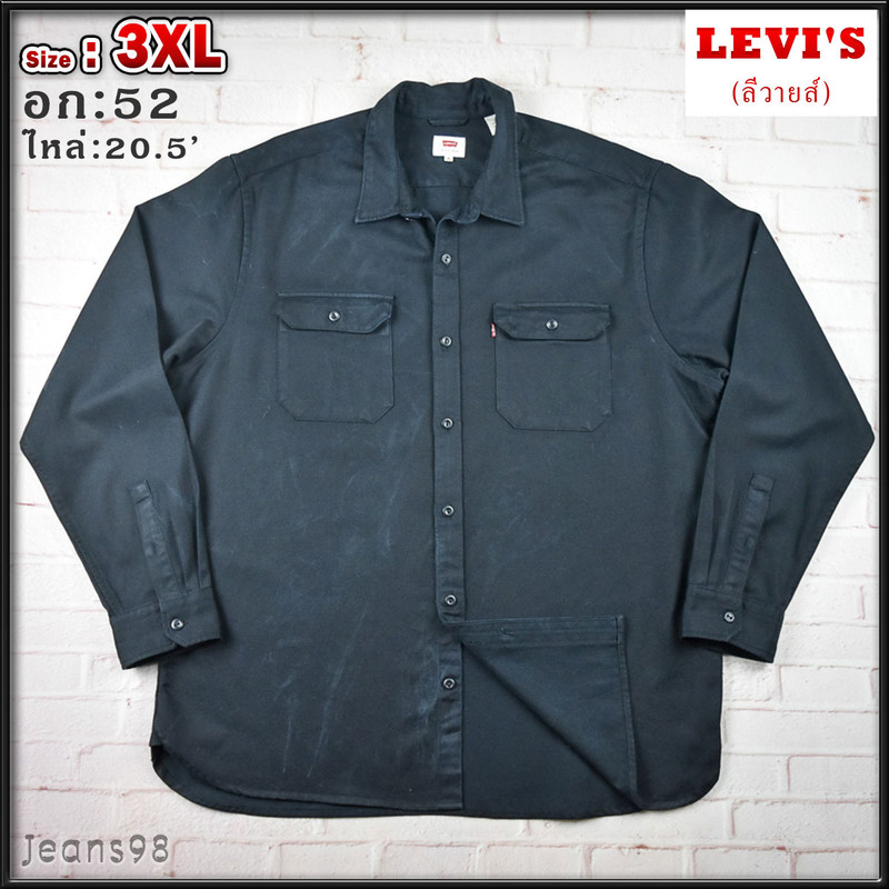 Levi's®แท้ อก 52 ไซส์ 3XL เสื้อเชิ้ตผู้ชาย ลีวายส์ สีดำ เสื้อแขนยาว เนื้อผ้าดี - Nutchanan ...