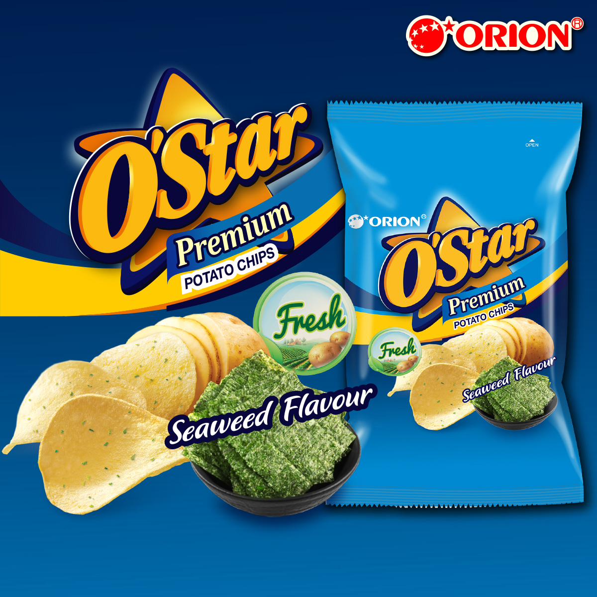 EXP 24/08/2024 [แพ็คคู่] ORION O'STAR POTATO CHIPS ขนมมันฝรั่งทอดกรอบ ...