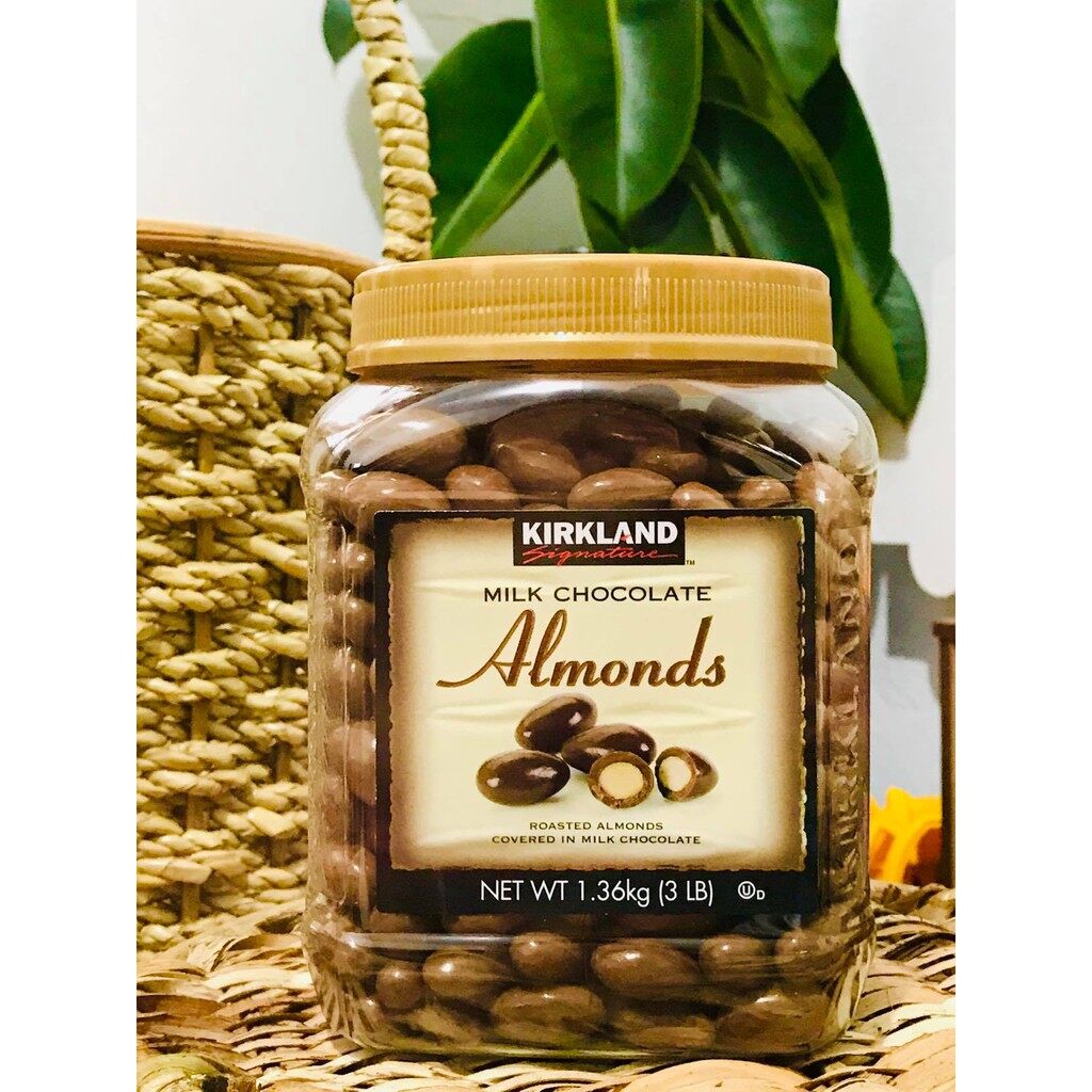 ของแท้จาก USA *Kirkland Signature Milk Chocolate Almonds 3 Llbs Jar ...